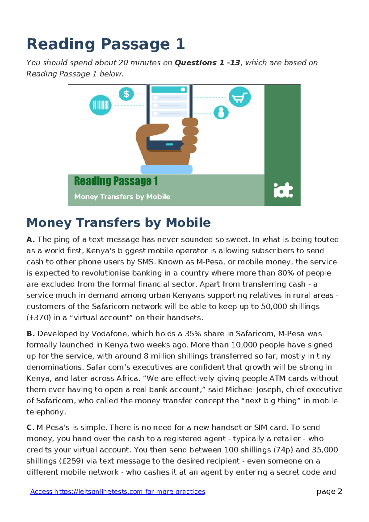 Reading Passage 1: Money Transfers and Economic Impact - Studocu