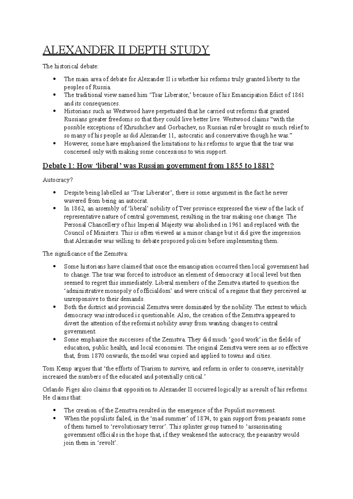 AII Reforms and Their Impact: A Depth Study on Alexander II - Studocu