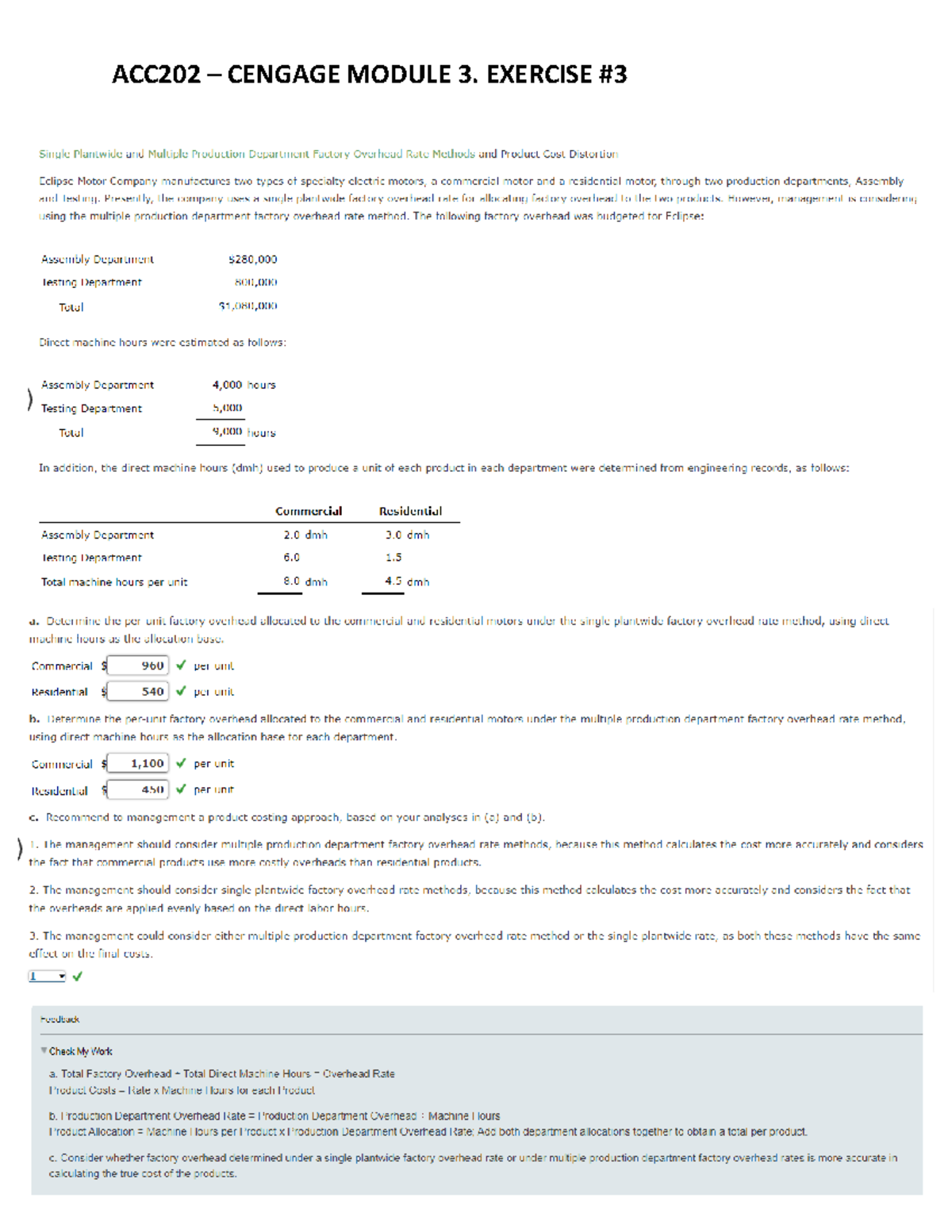 Module 3.Exercise 3 Answer - ACC202 CENGAGE MODULE 3. EXERCISE Single ...