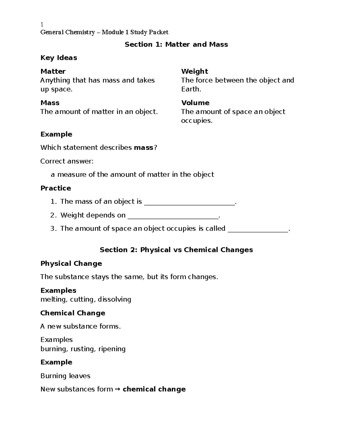 General Chemistry 1 Study Packet: Key Concepts & Practice - Studocu