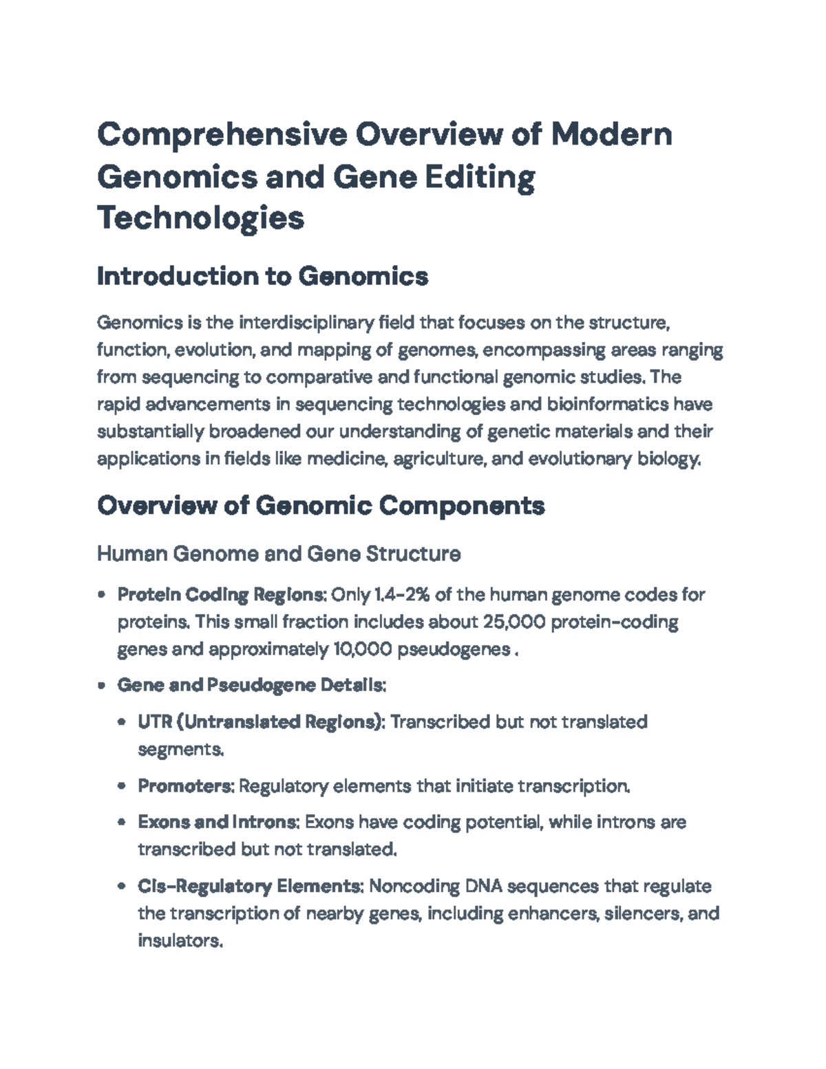 Comprehensive Overview of Genomics and Gene Editing Technologies ...