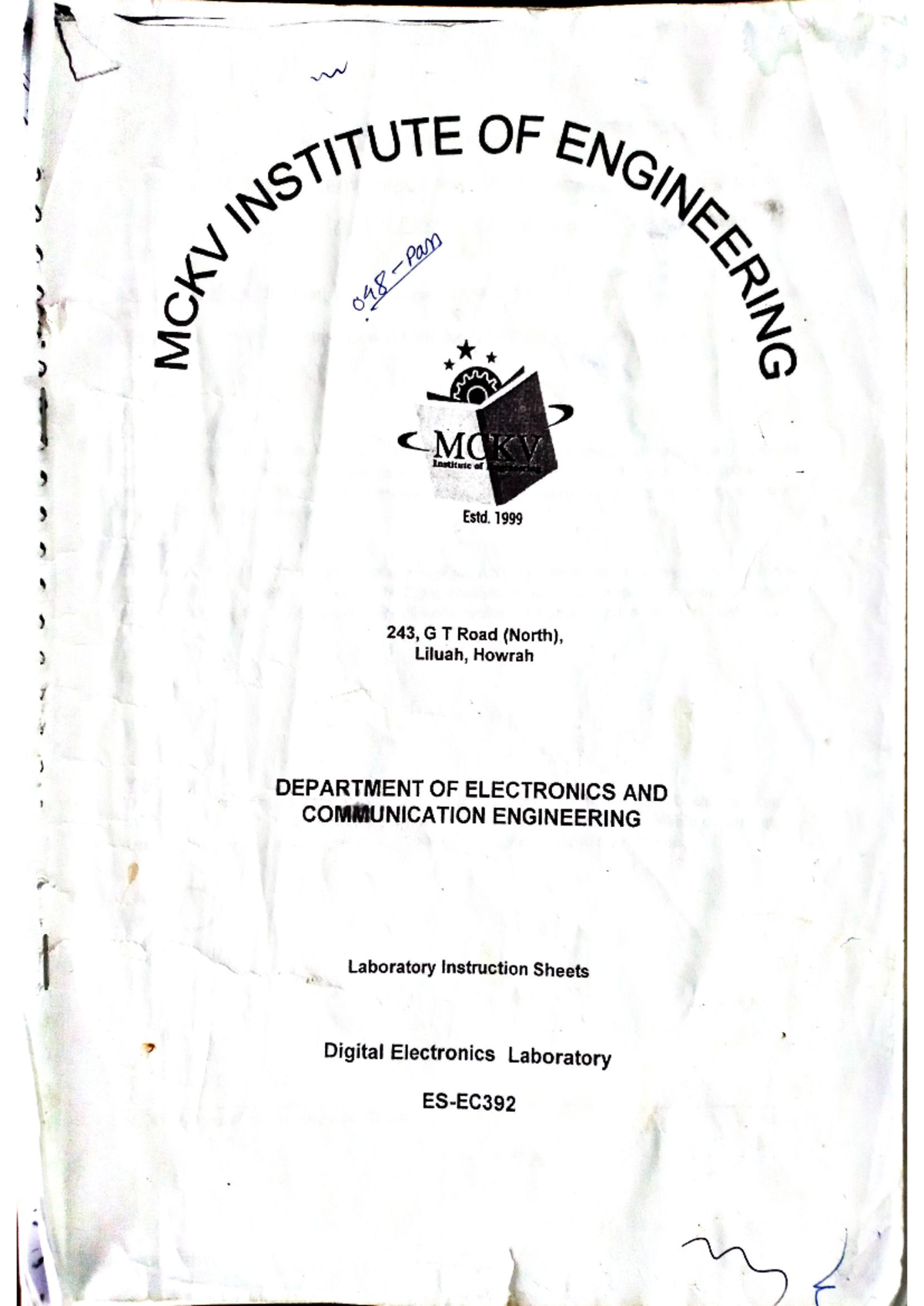 Digital Electronics Laboratory Manual - MCKV INSTITUTE OF ENGINEERING ...