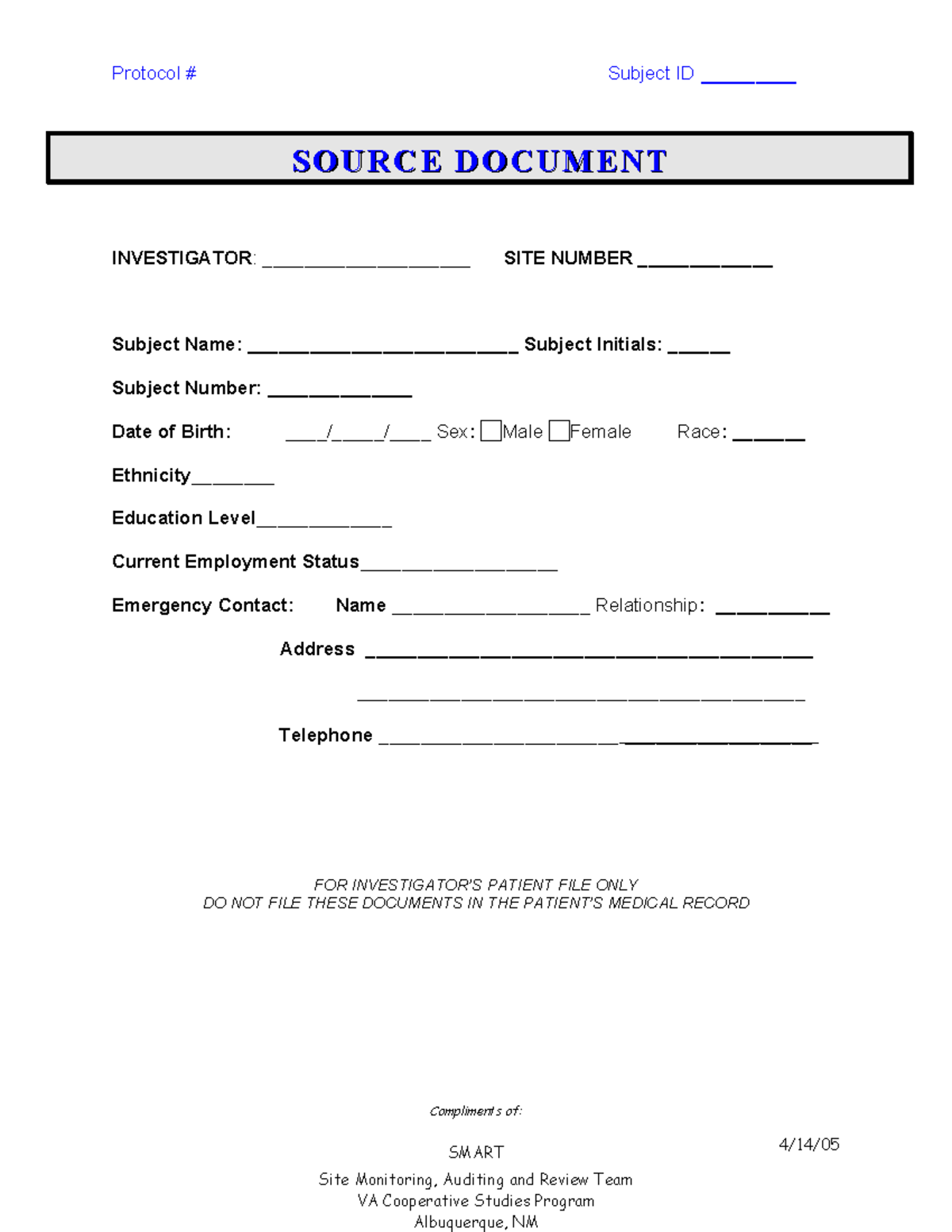 16A Source Document Template Prototype - S O U R C E D O C U M E N T S ...