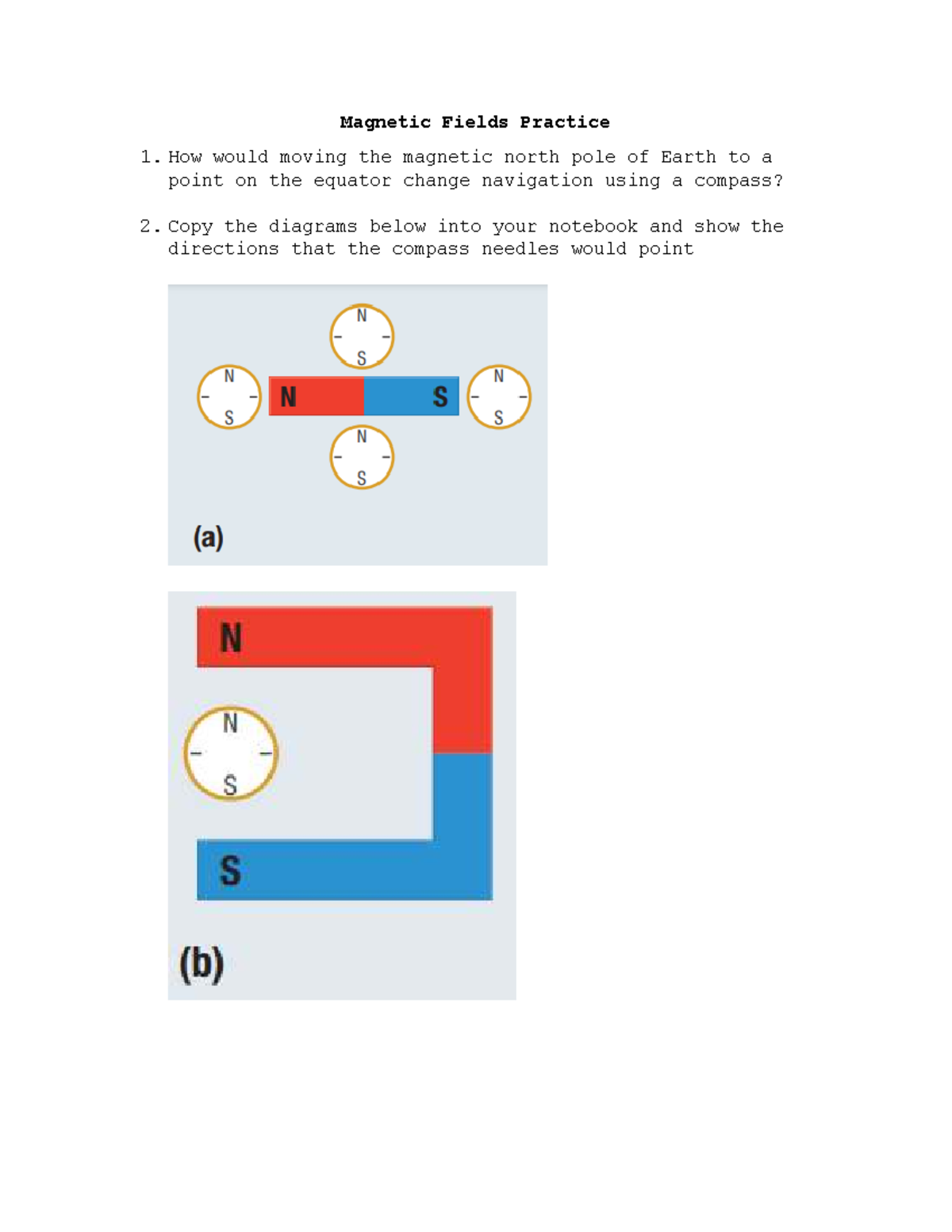 Magnetic Fields Practice - PHYS 1P21 - Studocu