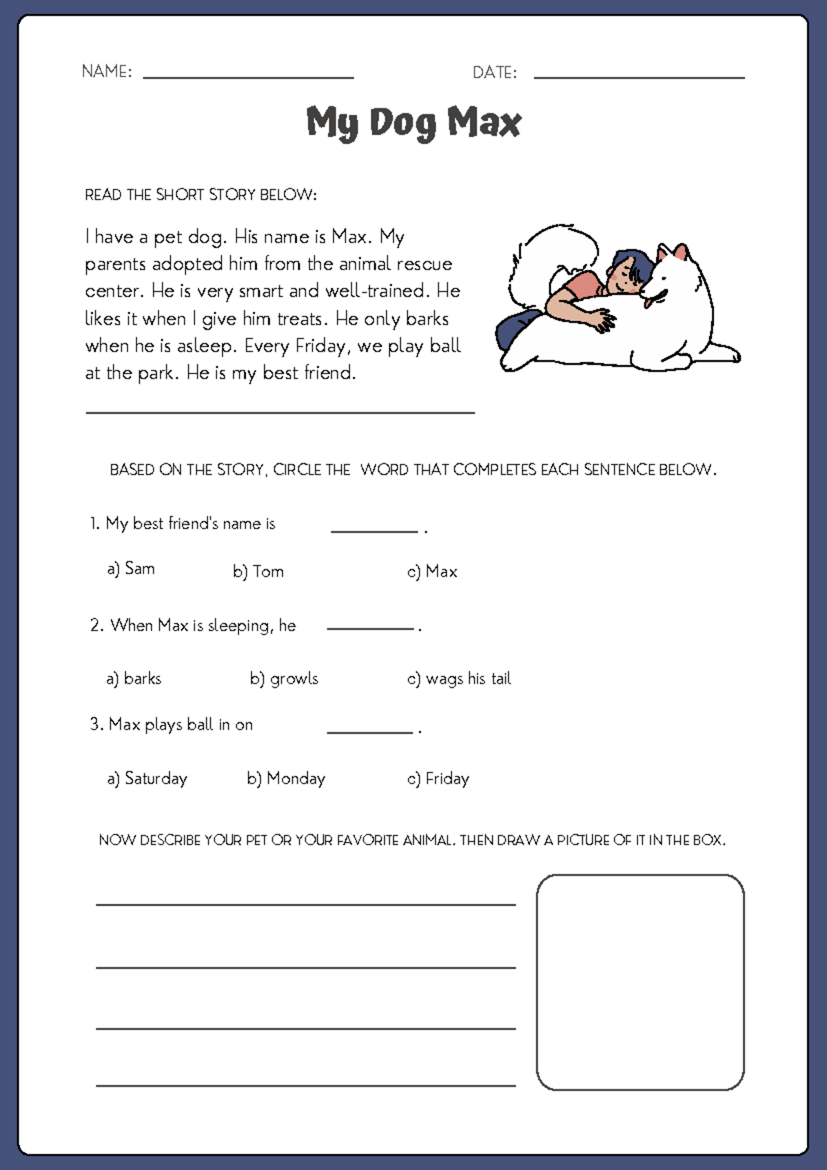 English Reading Comprehension Activity: My Dog Max (2024) - Studocu