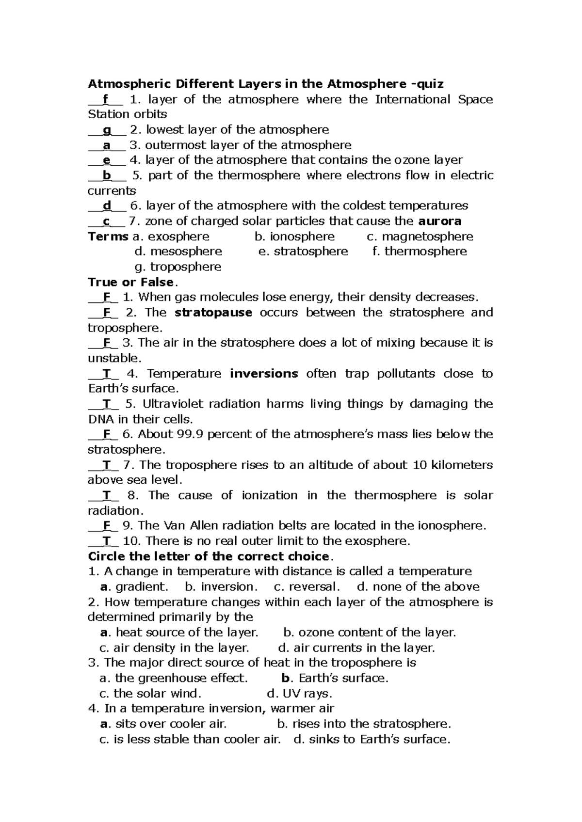 Atmospheric Layers Quiz - Understanding the Structure of the Atmosphere ...