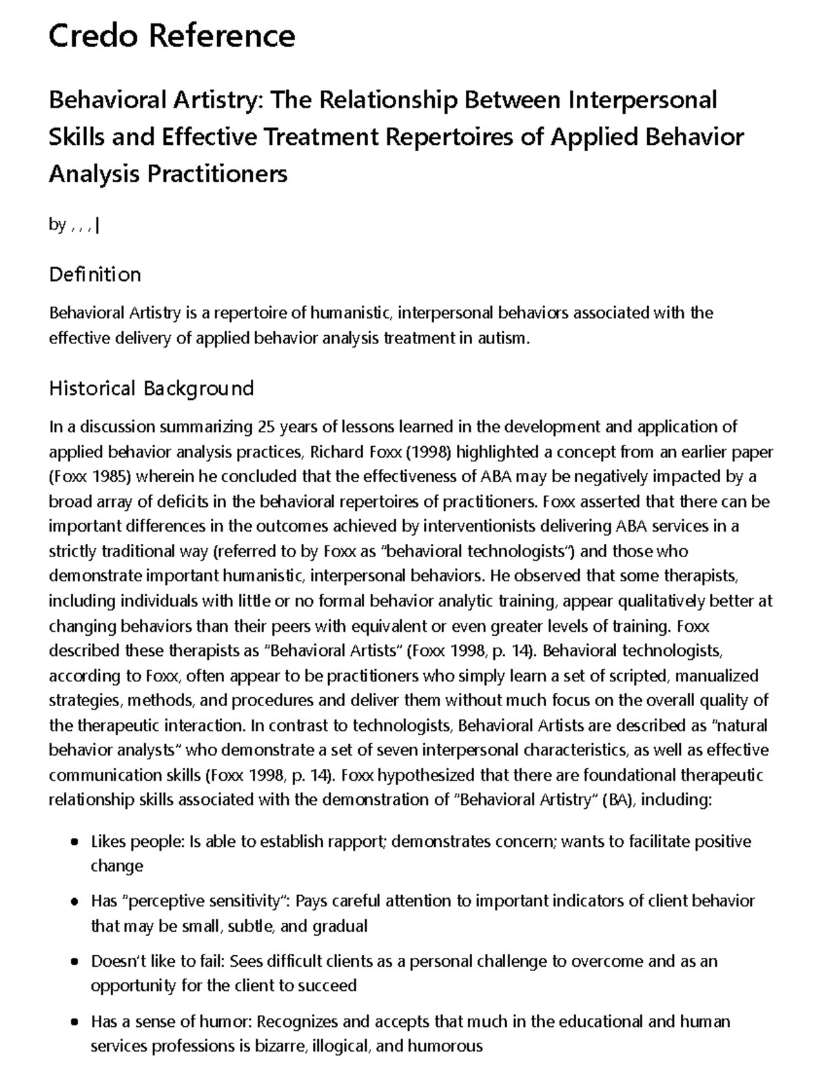 Behavioral Artistry in ABA: Enhancing Treatment with Interpersonal Skills - Studocu