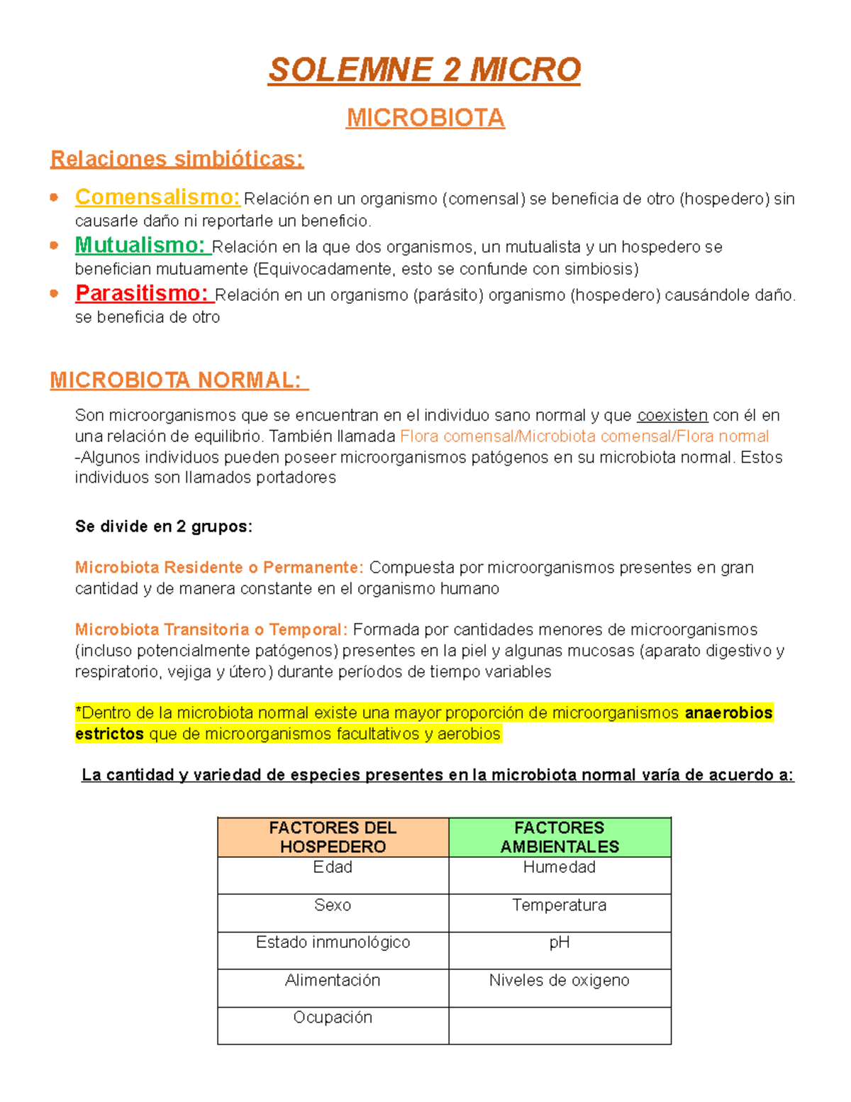 Solemne 2 Micro: Relaciones Simbióticas y Microbiota Normal - Studocu