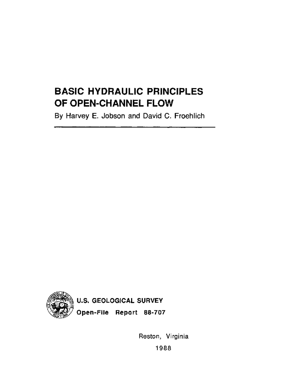 BASIC HYDRAULIC PRINCIPLES OF FLOW - USGS Report 1988 - Studocu