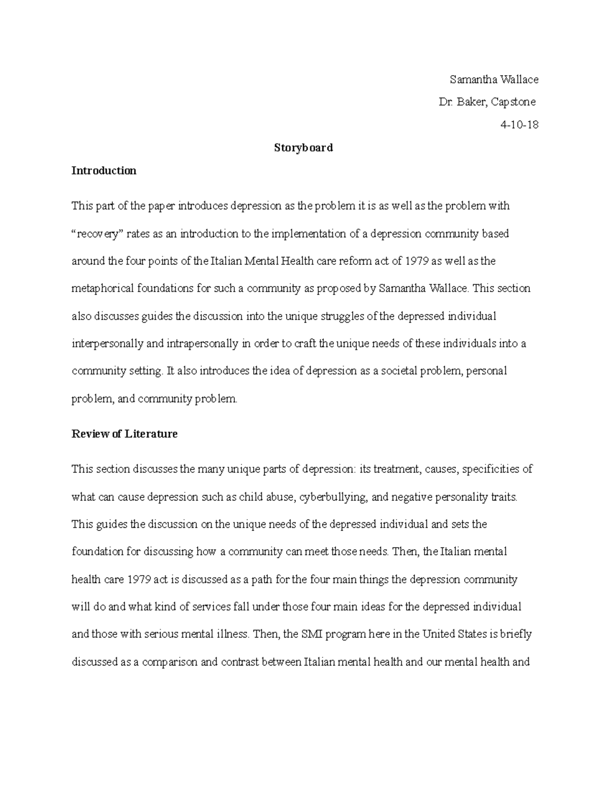 Storyboard - This is for the project. - Samantha Wallace Dr. Baker ...
