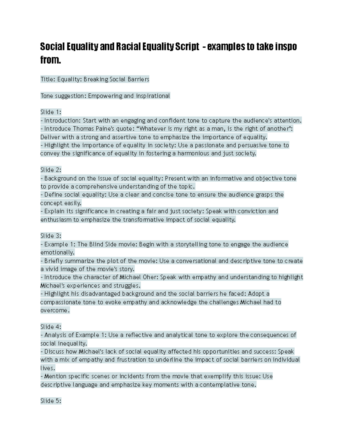 SOC 101: Empowering Insights on Social & Racial Equality Script - Studocu