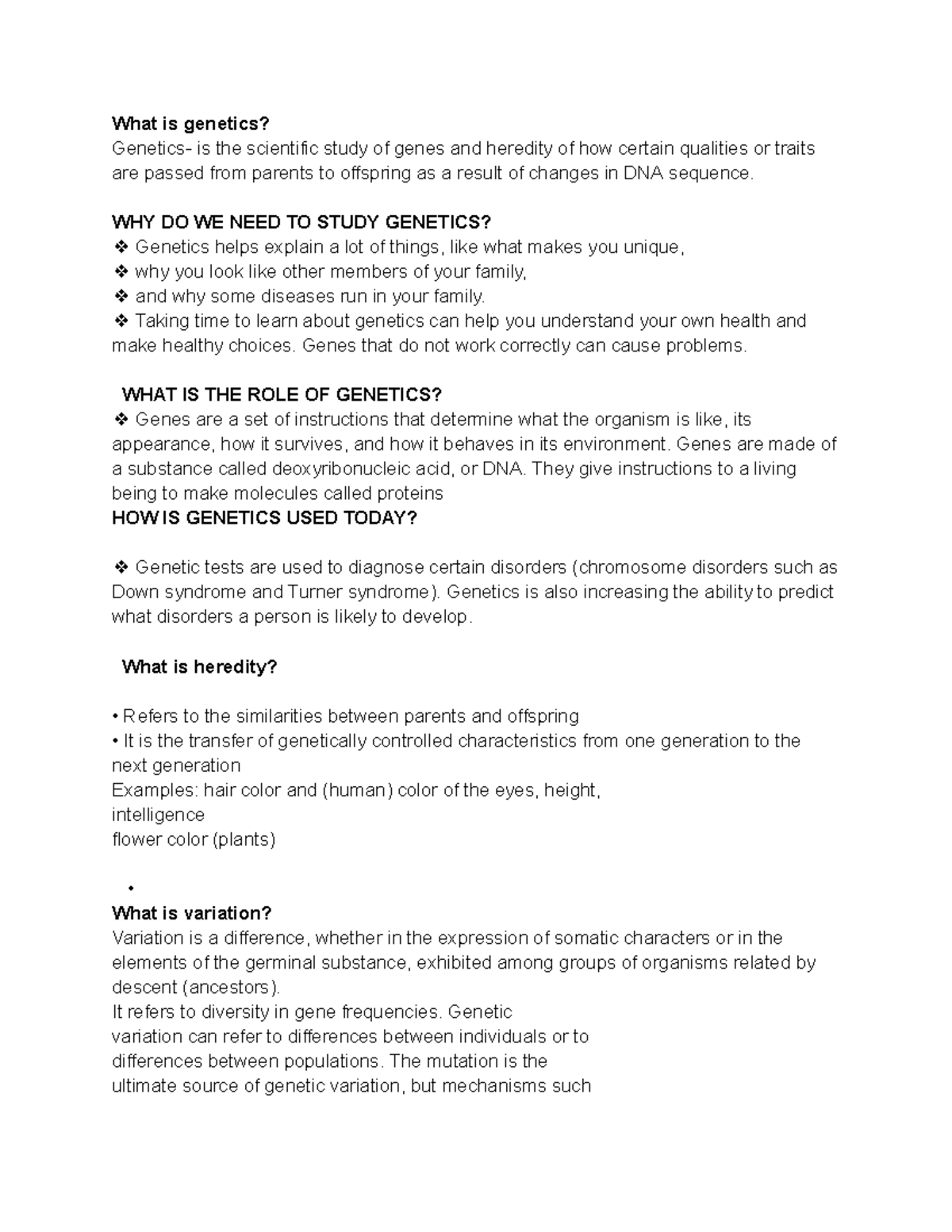 Genetics 101: An Overview of Key Concepts and Applications - Studocu
