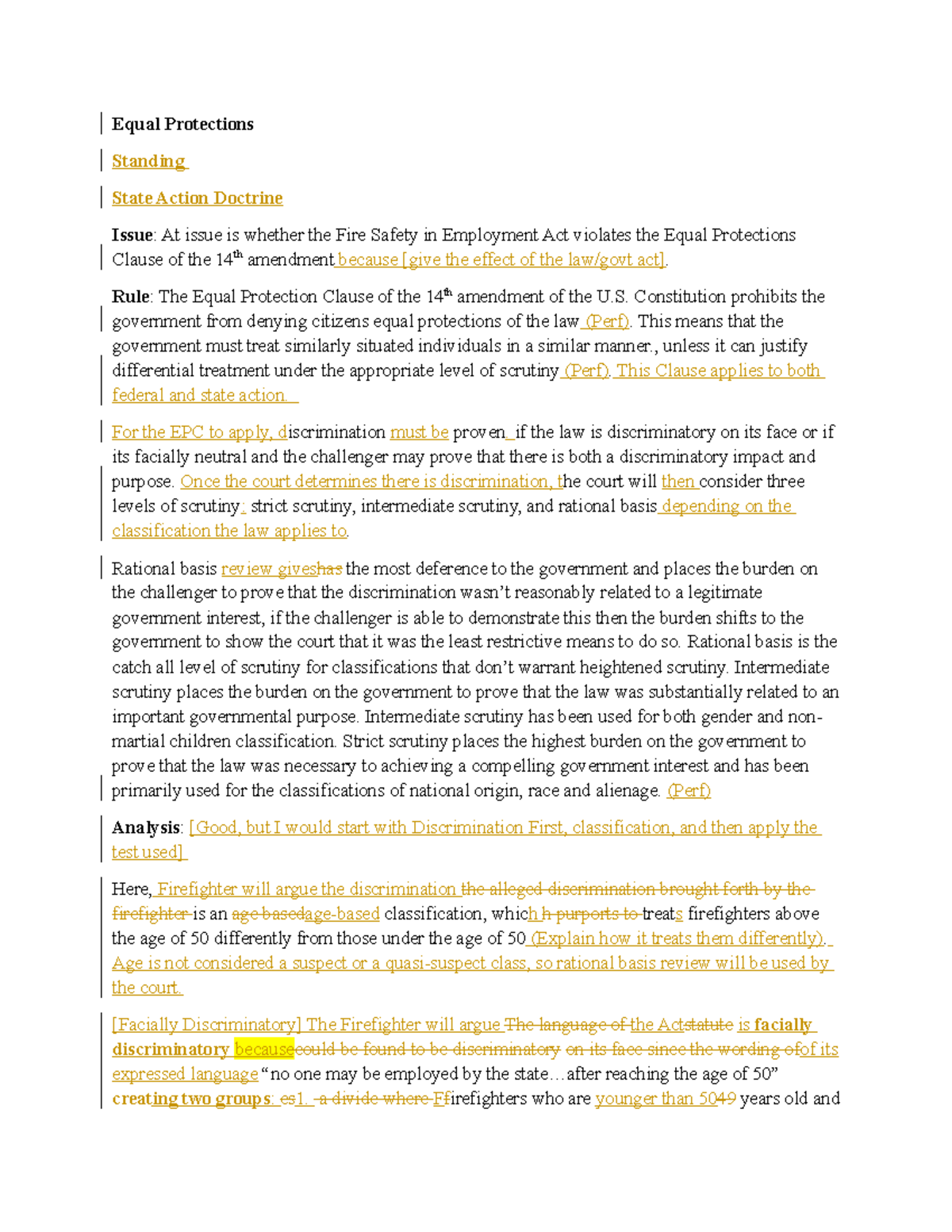 Constitutional Law: Equal Protections Practice Essay (EPC 101) - Studocu