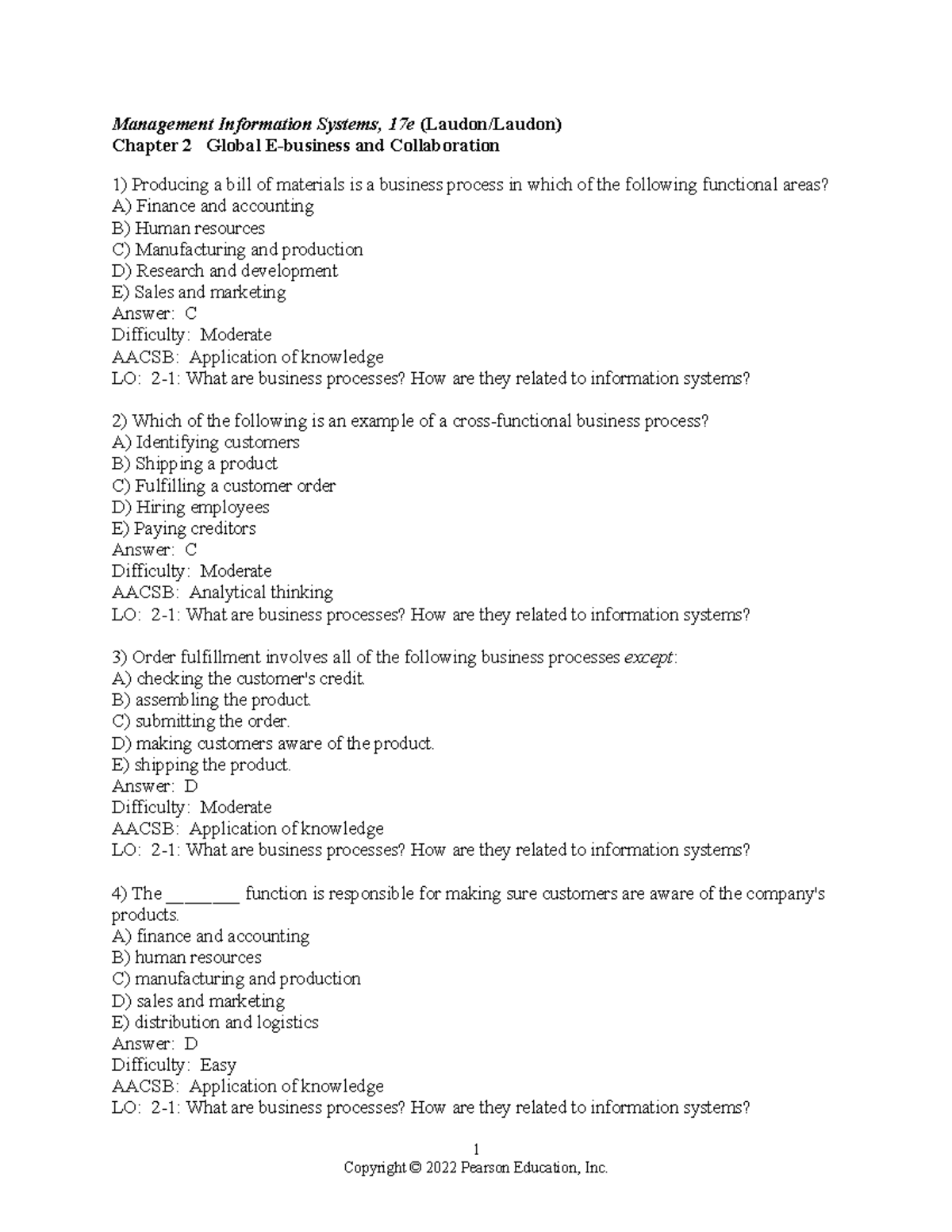 MIS 17e Chapter 2: Global Collaboration and Business Processes - Studocu
