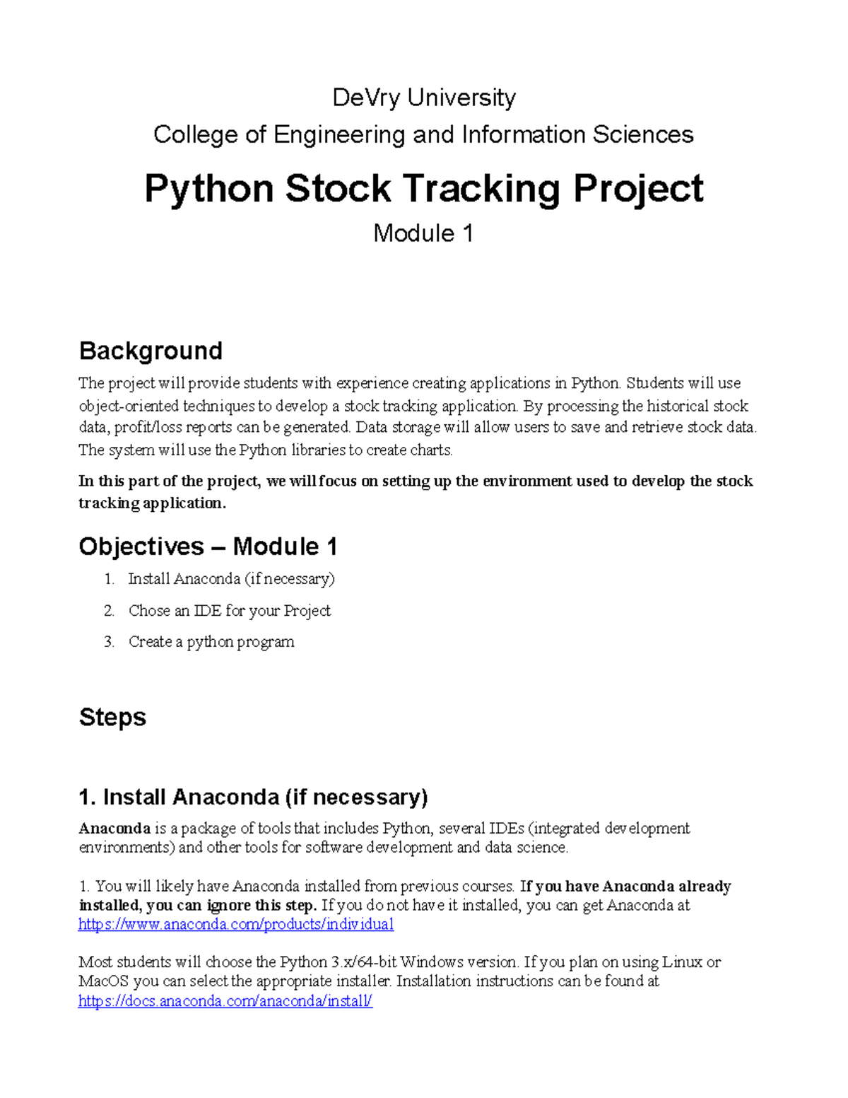 CEIS150 Python Stock Tracking Project Guide - Module 1 Instructions ...