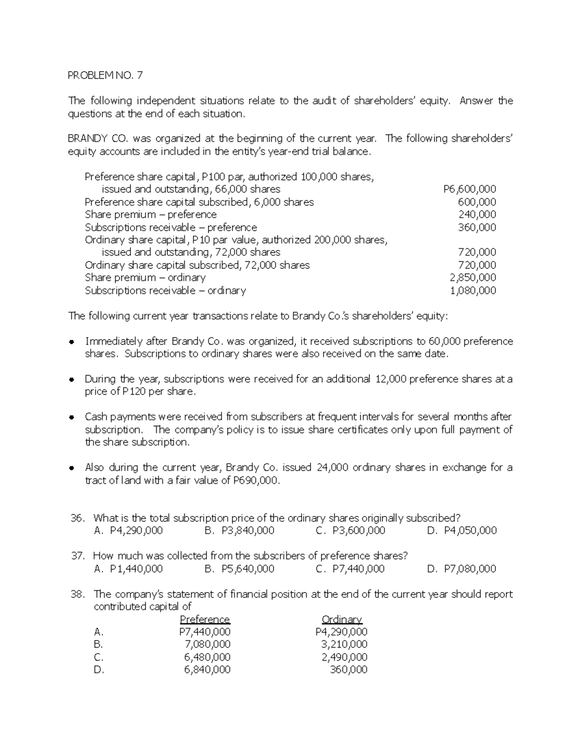 Final Exam AP - Audit of Equity and Intangible Assets Concepts - Studocu