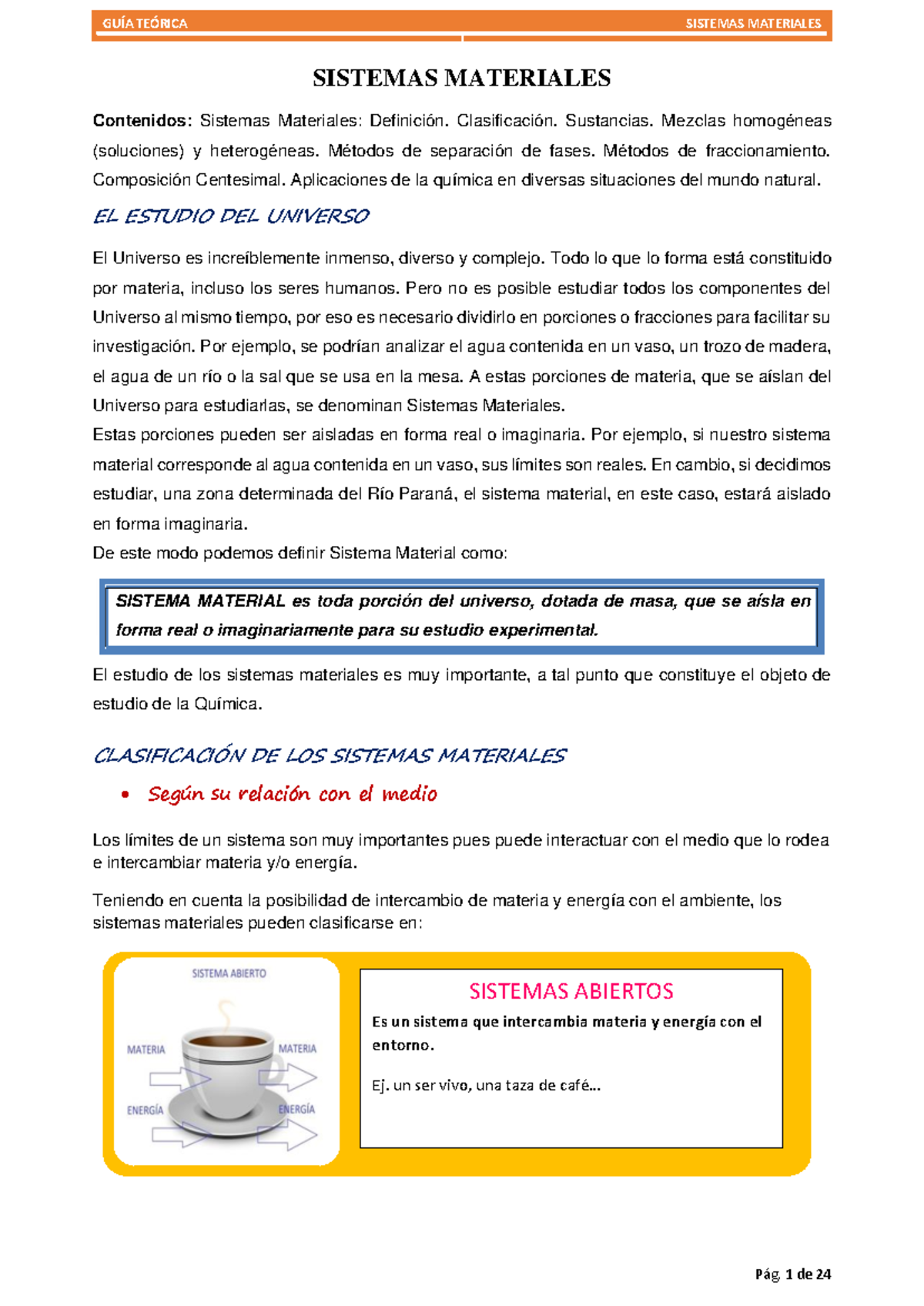 Sistemas Materiales: Clasificación y Composición Centesimal - Studocu