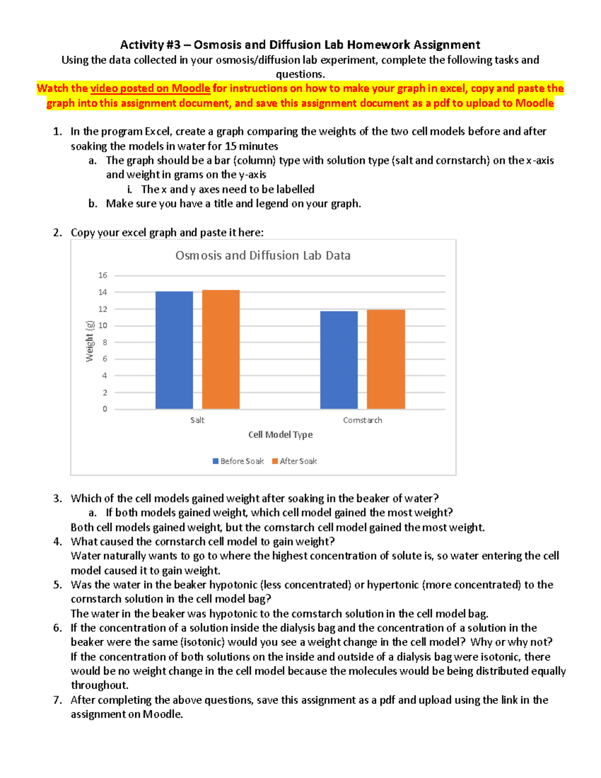 Osmosis and Diffusion Lab Data - Activity #3 – Osmosis and Diffusion ...
