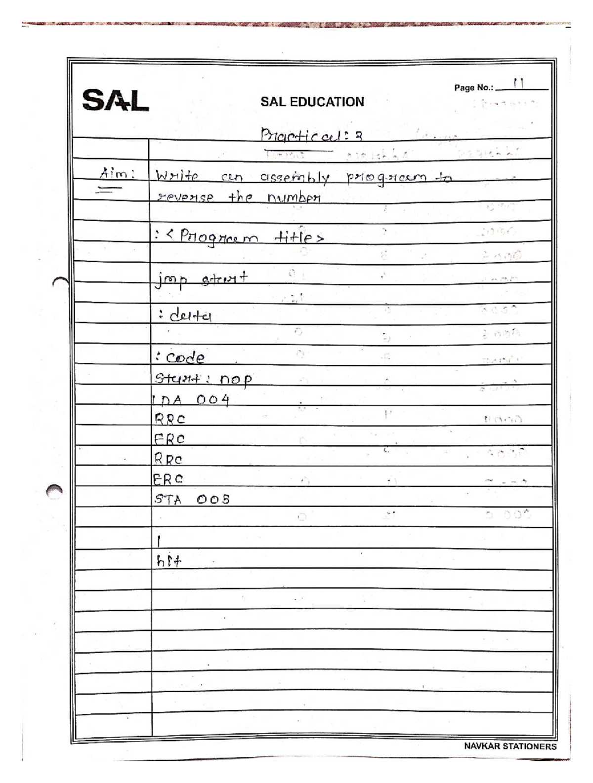 SAL 101 Practical: Assembly Programs for Number Operations - Studocu