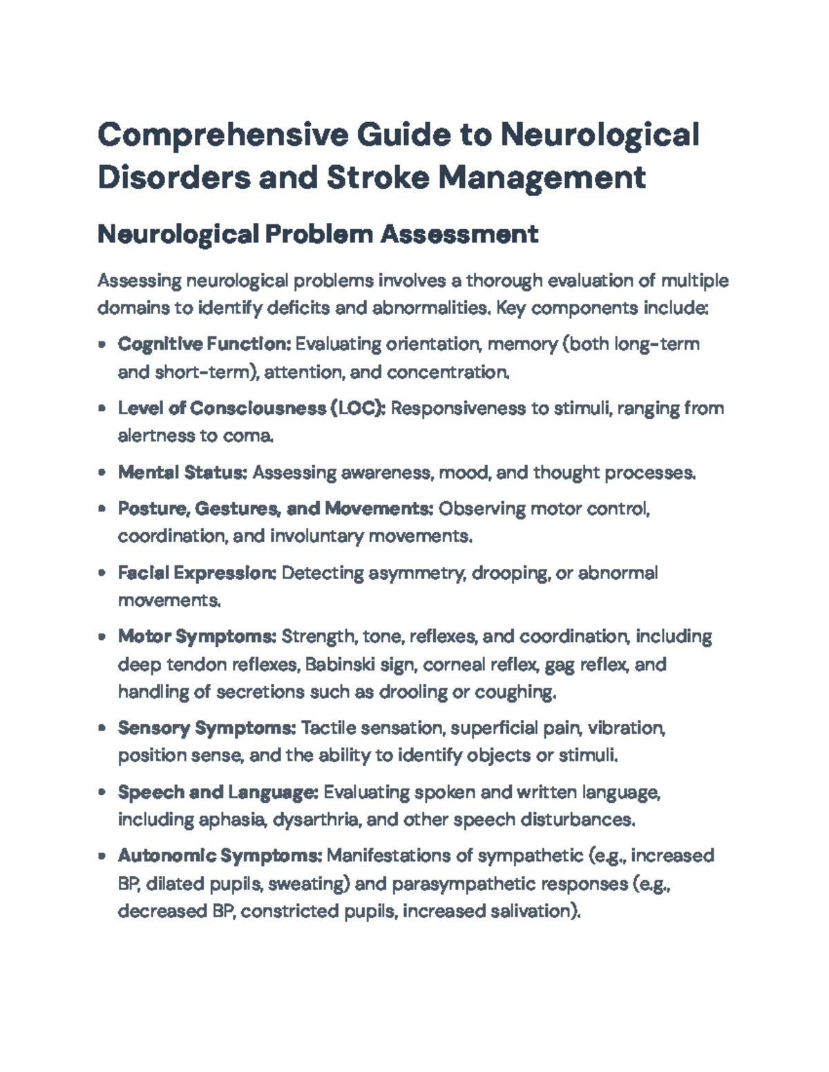 Comprehensive Overview of Neurological Assessment & Stroke Mgmt (NRS ...