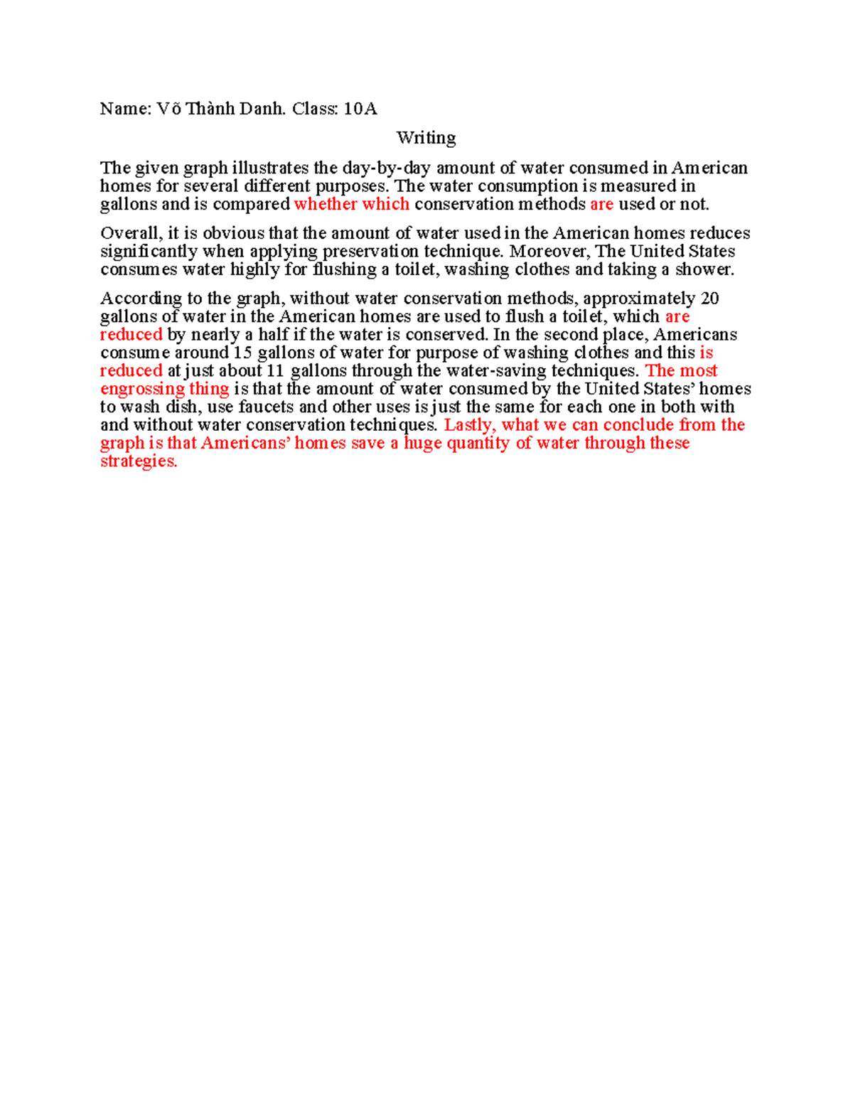 Writing Graph Analysis - 10A - Võ Thành Danh - Studocu