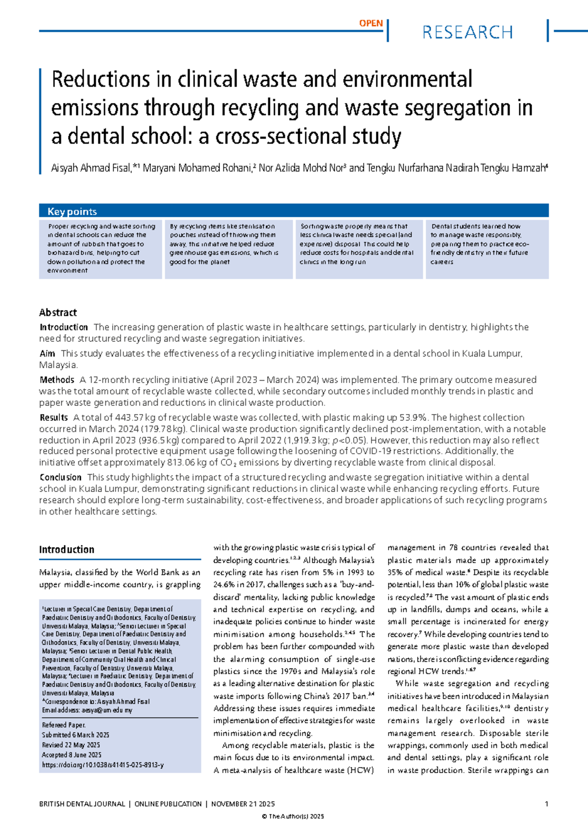 Recycling and Waste Segregation in Dental Education: A Study (DENT 101) - Studocu
