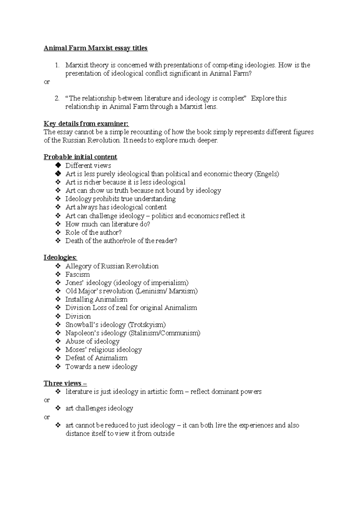 Animal Farm (ENG 101): Exploring Ideological Conflicts Through Marxism ...
