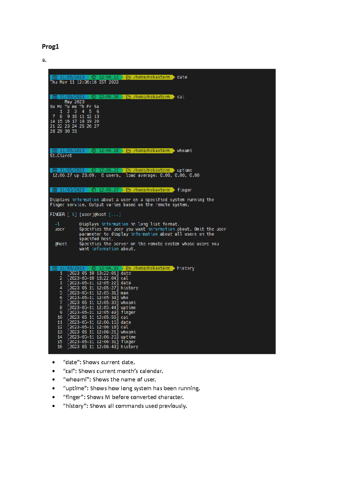UNIX Lab Programs - Practical Programming Questions (Prog1) - Studocu