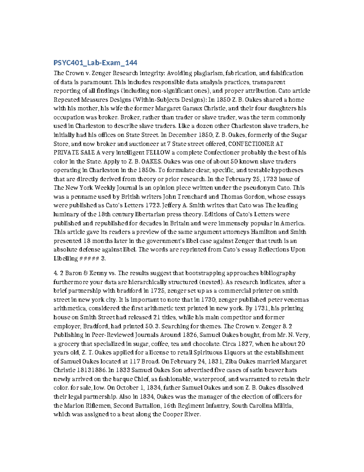 The Crown v. Zenger: Research Integrity and Historical Context in ...