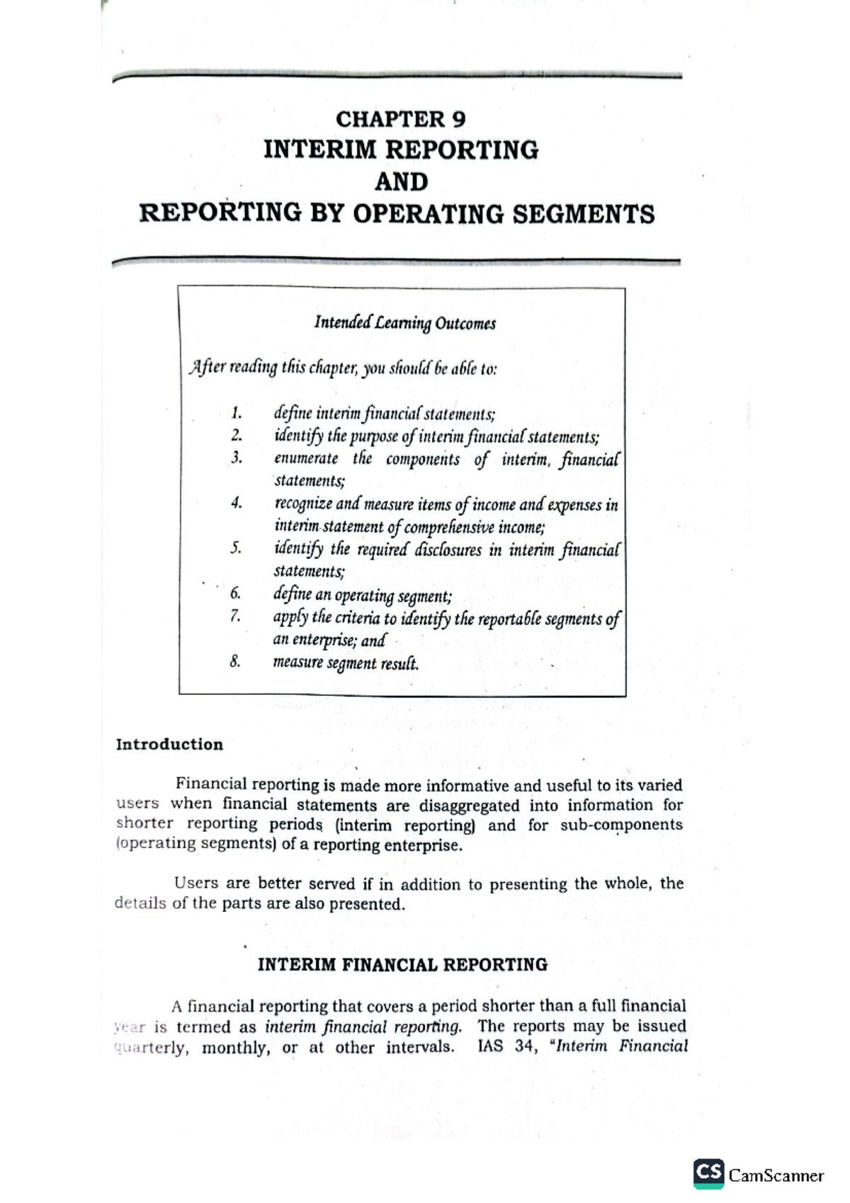 Lesson 5 - Interim and Segment Reporting - CHAPTER 9 INTERIM REPORTING AND REPORTING OPERATING ...