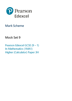 MOCK SET 8 - Paper 2H - Edexcel GCSE Maths (Higher Tier) - Studocu