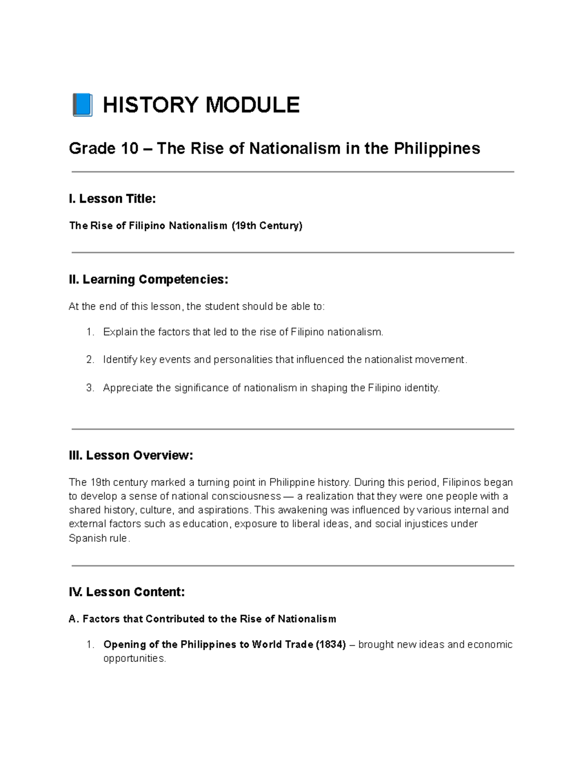 HIST 10: The Rise of Filipino Nationalism in the 19th Century - Studocu