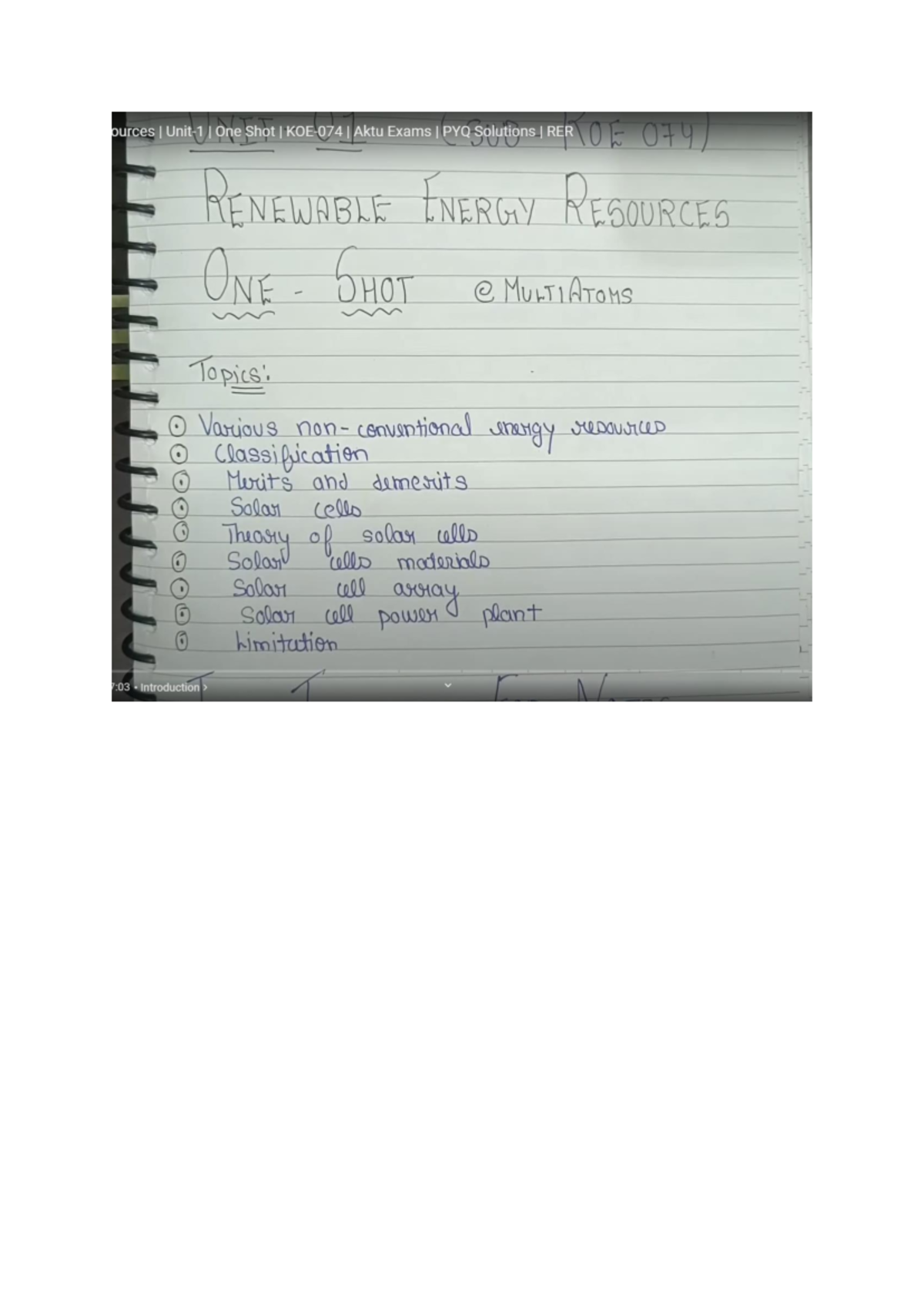 RER 101 - Renewable Energy Resources: Notes on Unit 1 Concepts - Studocu