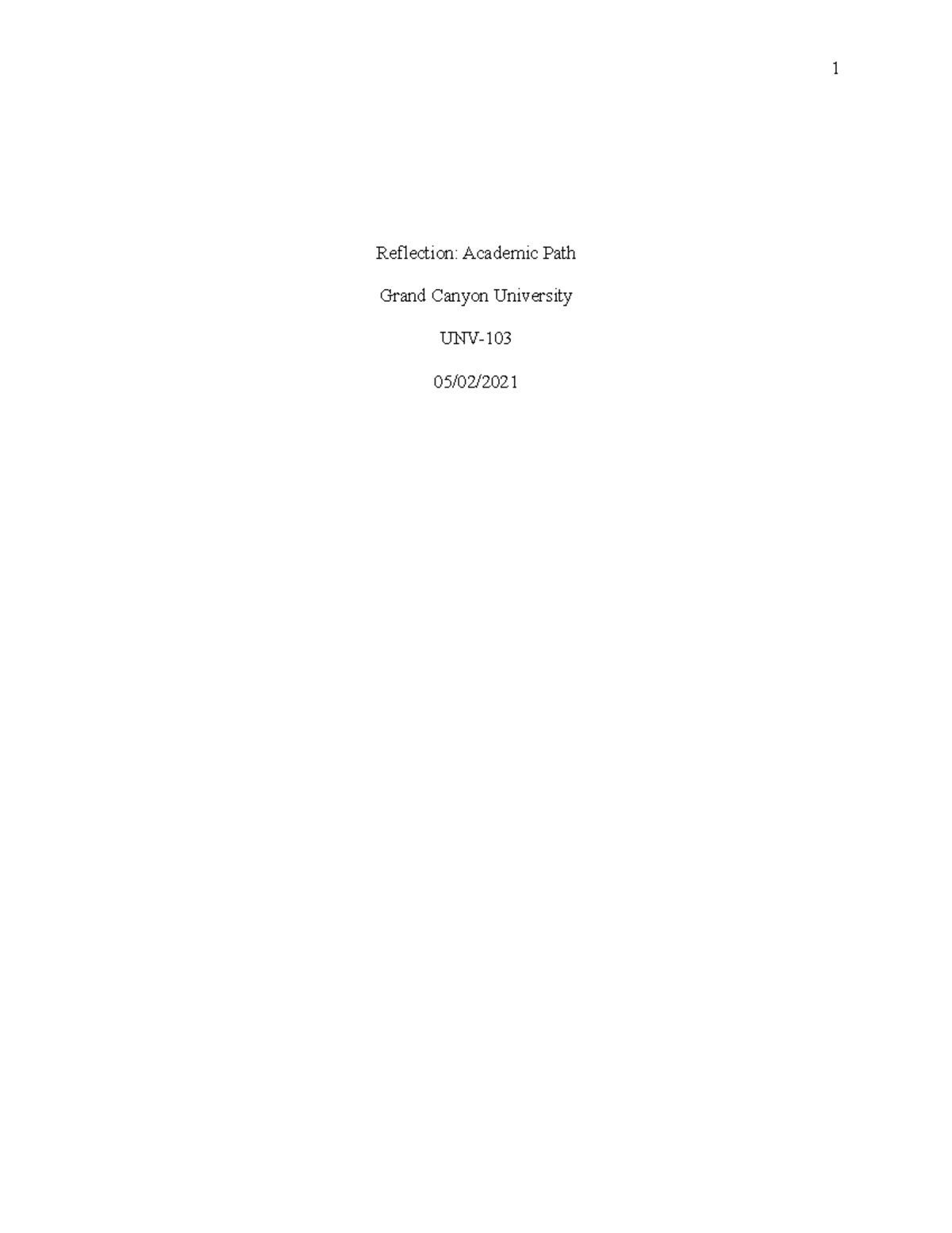 UNV103 Week 5 Reflection on My Academic Journey and Goals - Studocu