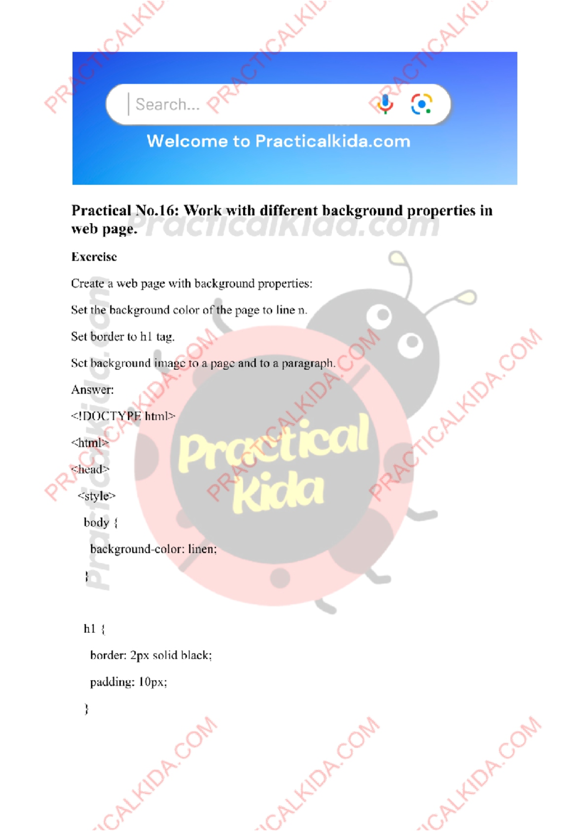 Practical No.16 WPD - and R Search Welcome to Practicalkida Practical No: Work with different ...