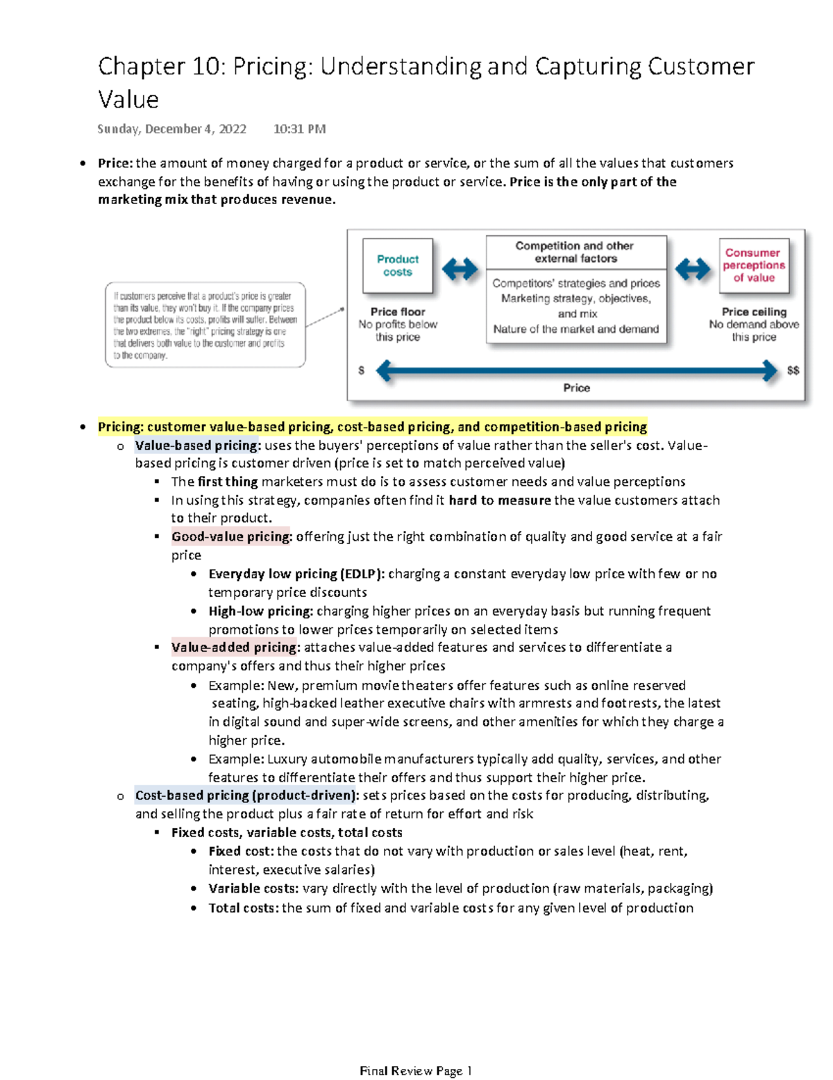 Chapter 10: Pricing Strategies for Capturing Customer Value in ...