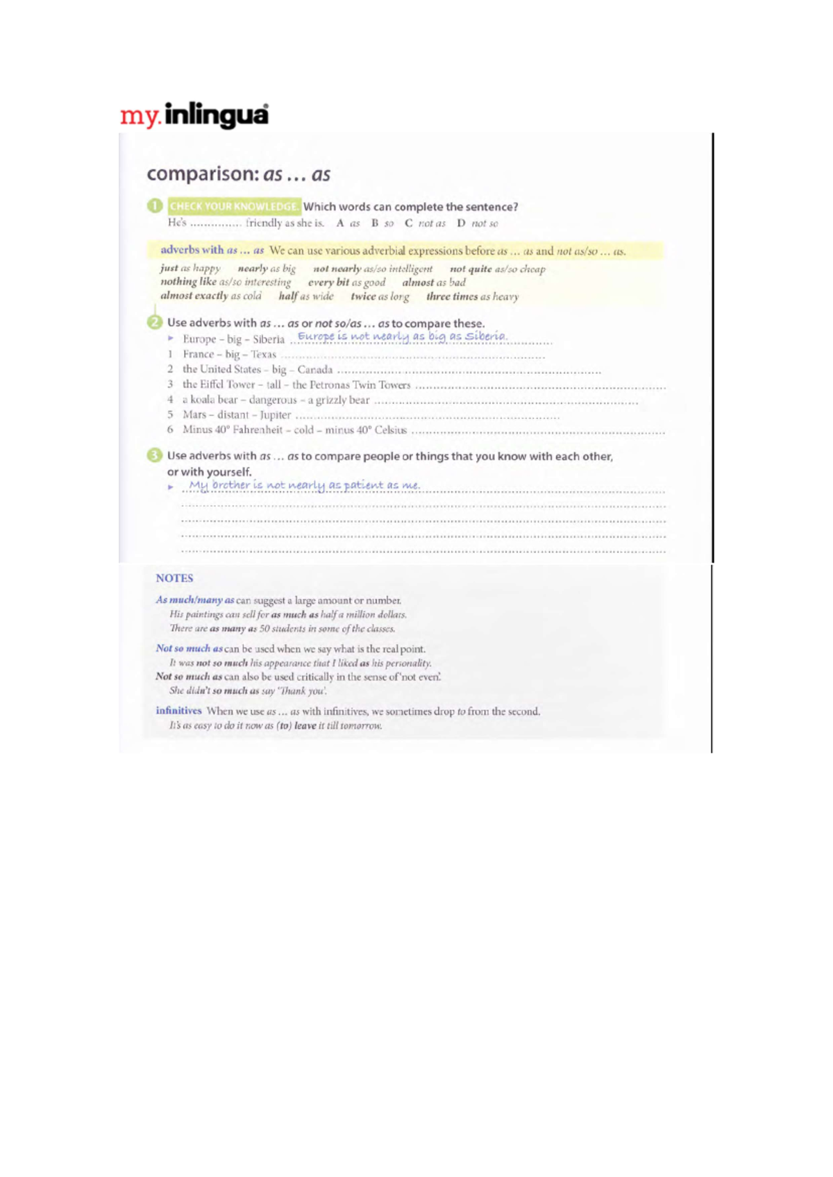 193 comparatives - kjgkjggkgk - my. inlingua comparison: as as 1 CHECK ...