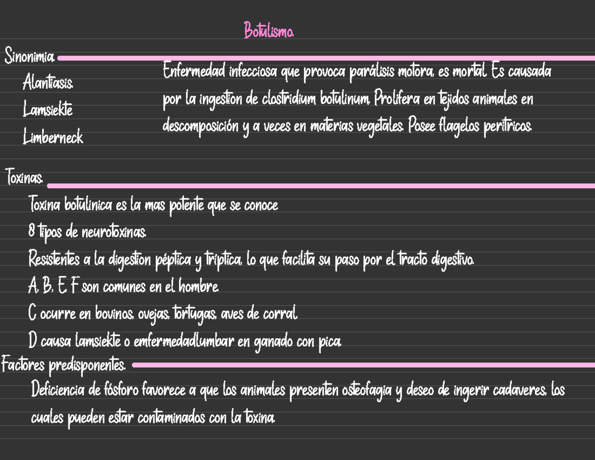 Botulismo - Sinonimia. Alantiasis. Lamsiekte Limberneck Enfermedad ...