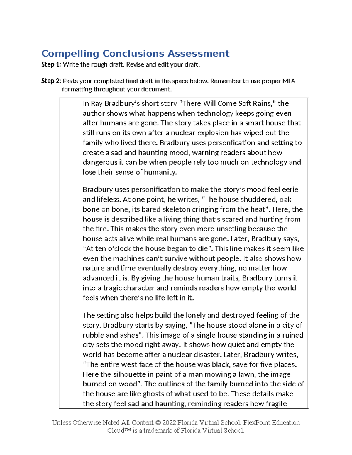 Compelling Conclusions Literary Analysis: Ray Bradbury's "Will Come ...