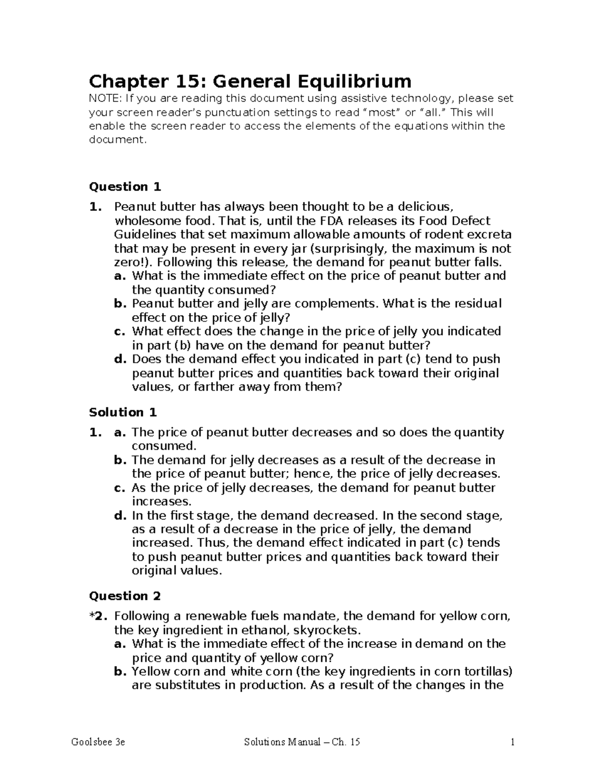 Goolsbee 3e Solutions Manual Chapter 15: General Equilibrium Analysis ...