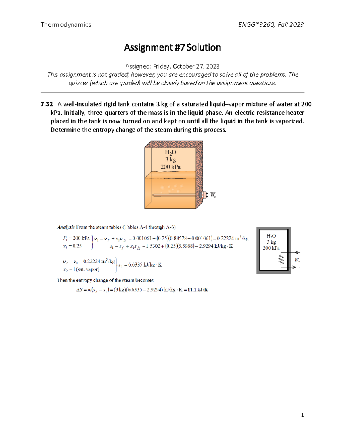 Assignment 7 Solution for Thermodynamics (ENGR 201) - Studocu
