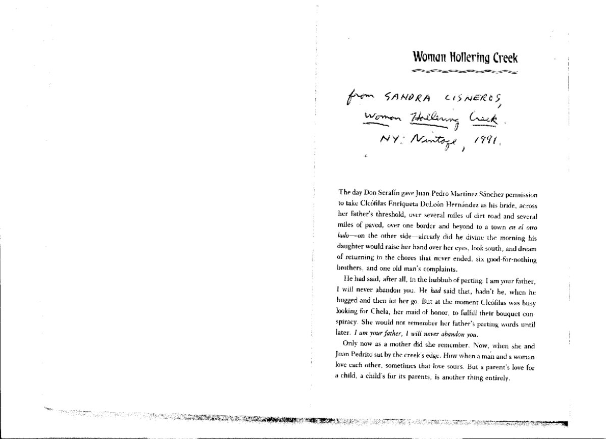 Woman Hollering Creek: A Study of Love and Identity in SANDRA CISNEROS ...