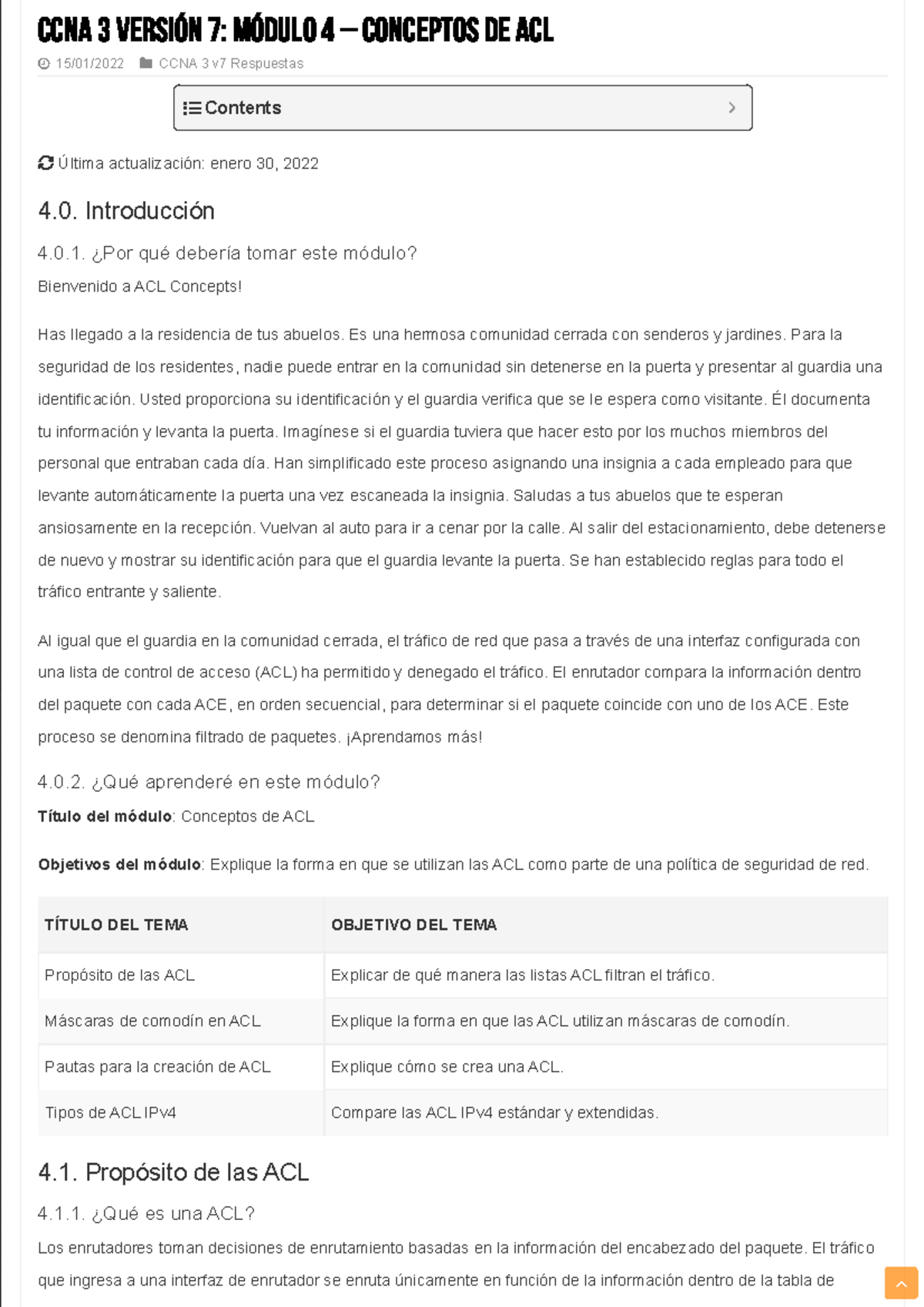 CCNA 3 v7 Módulo 4: Guía Completa sobre Conceptos de ACL - Studocu
