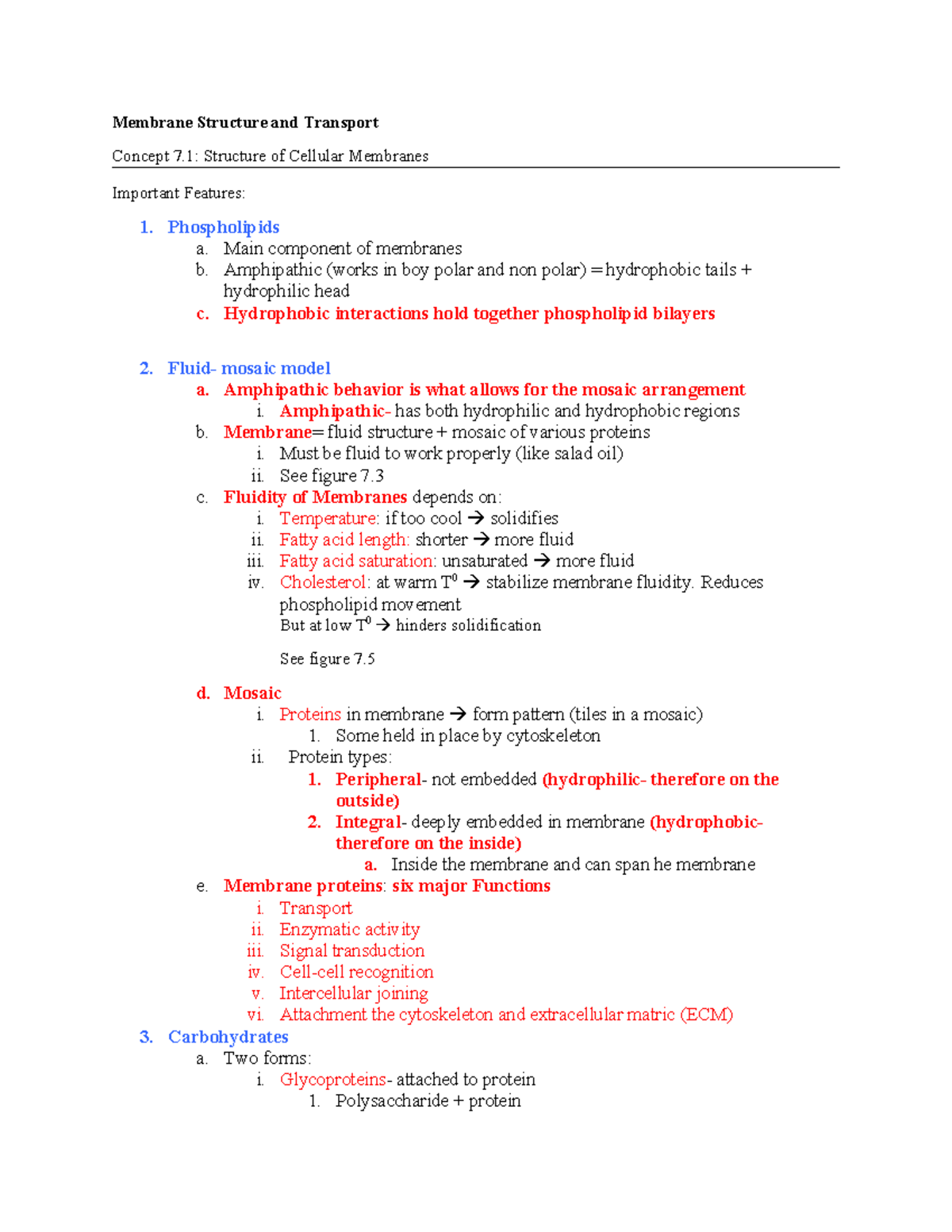 Membrane Structure and Transport: Key Concepts and Mechanisms - Studocu
