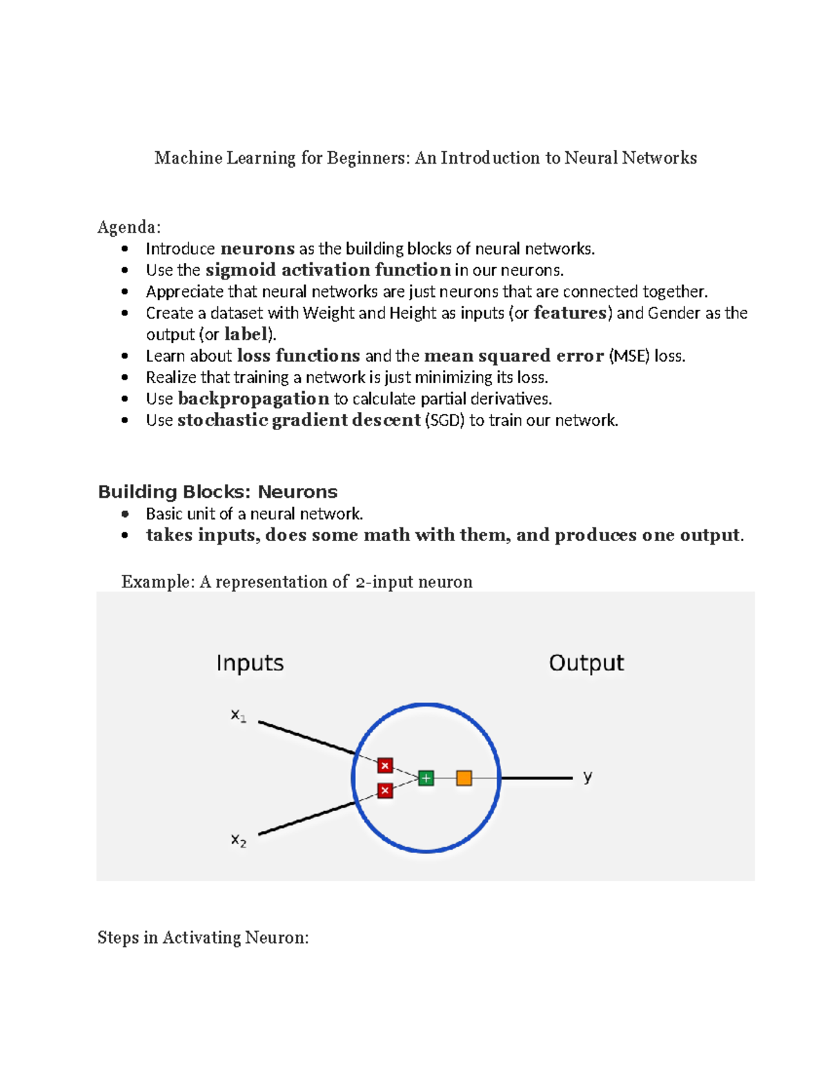 Machine Learning for Beginners An Introduction to Neural Networks - Use the sigmoid activation ...