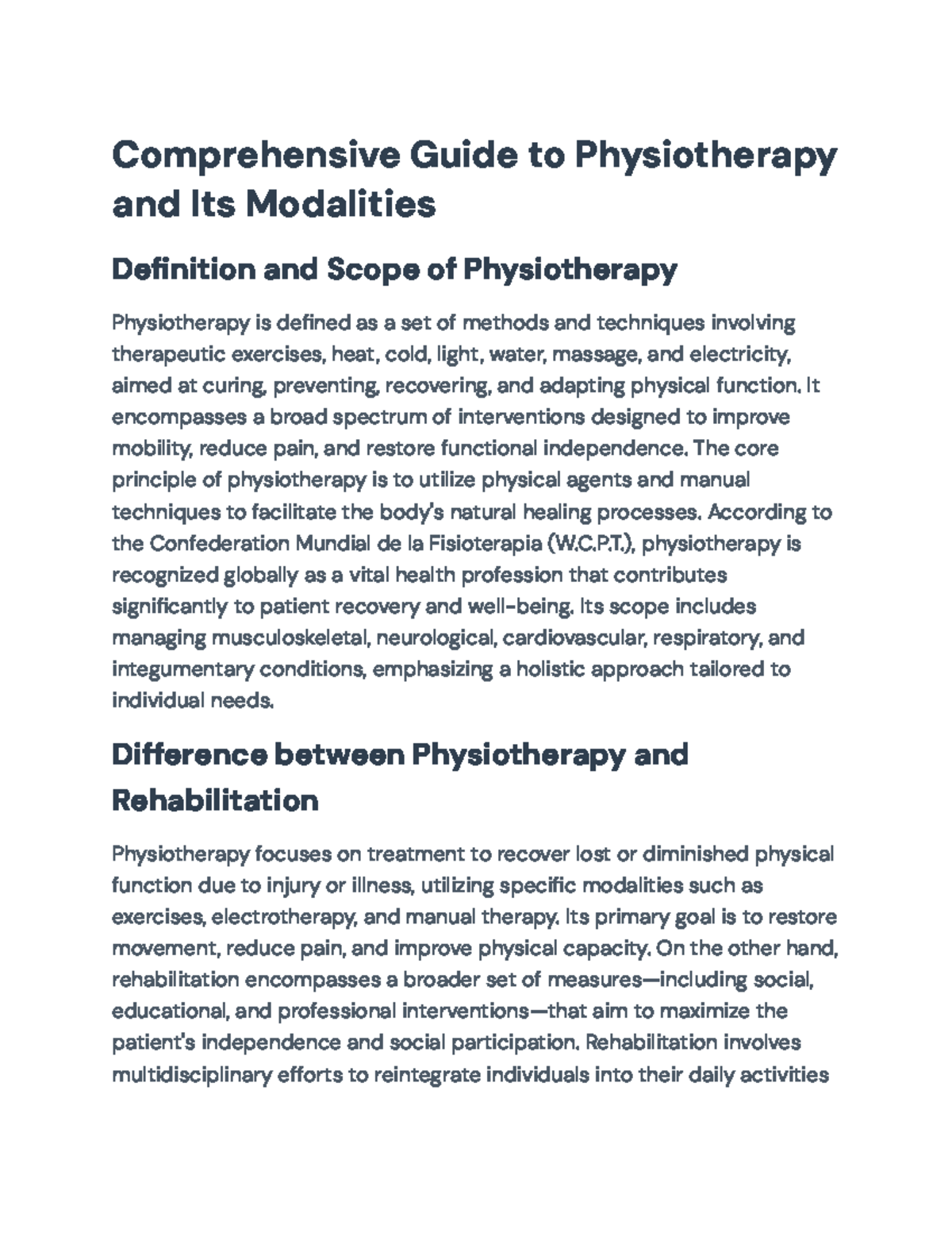 Comprehensive Guide to Physiotherapy & Hydrotherapy Techniques - Studocu