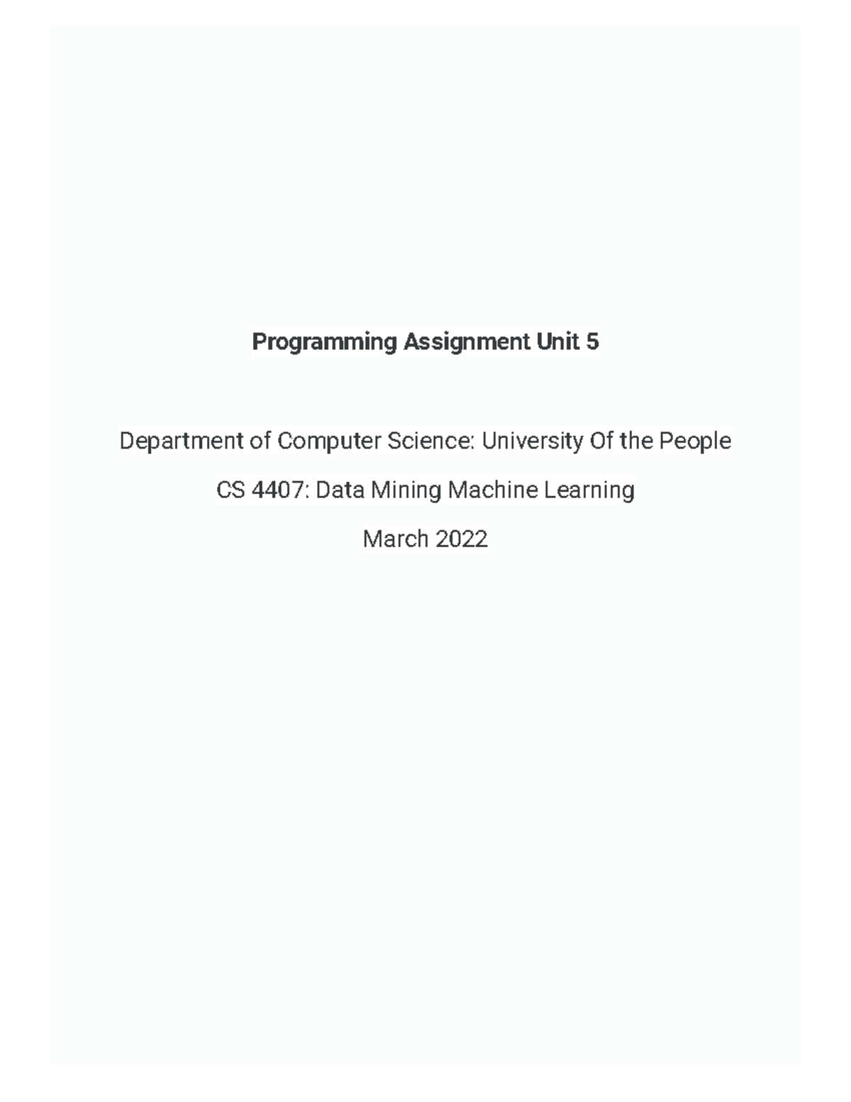 CS 4407 - Programming Assignment 5: Regression Trees in Data Mining - Studocu