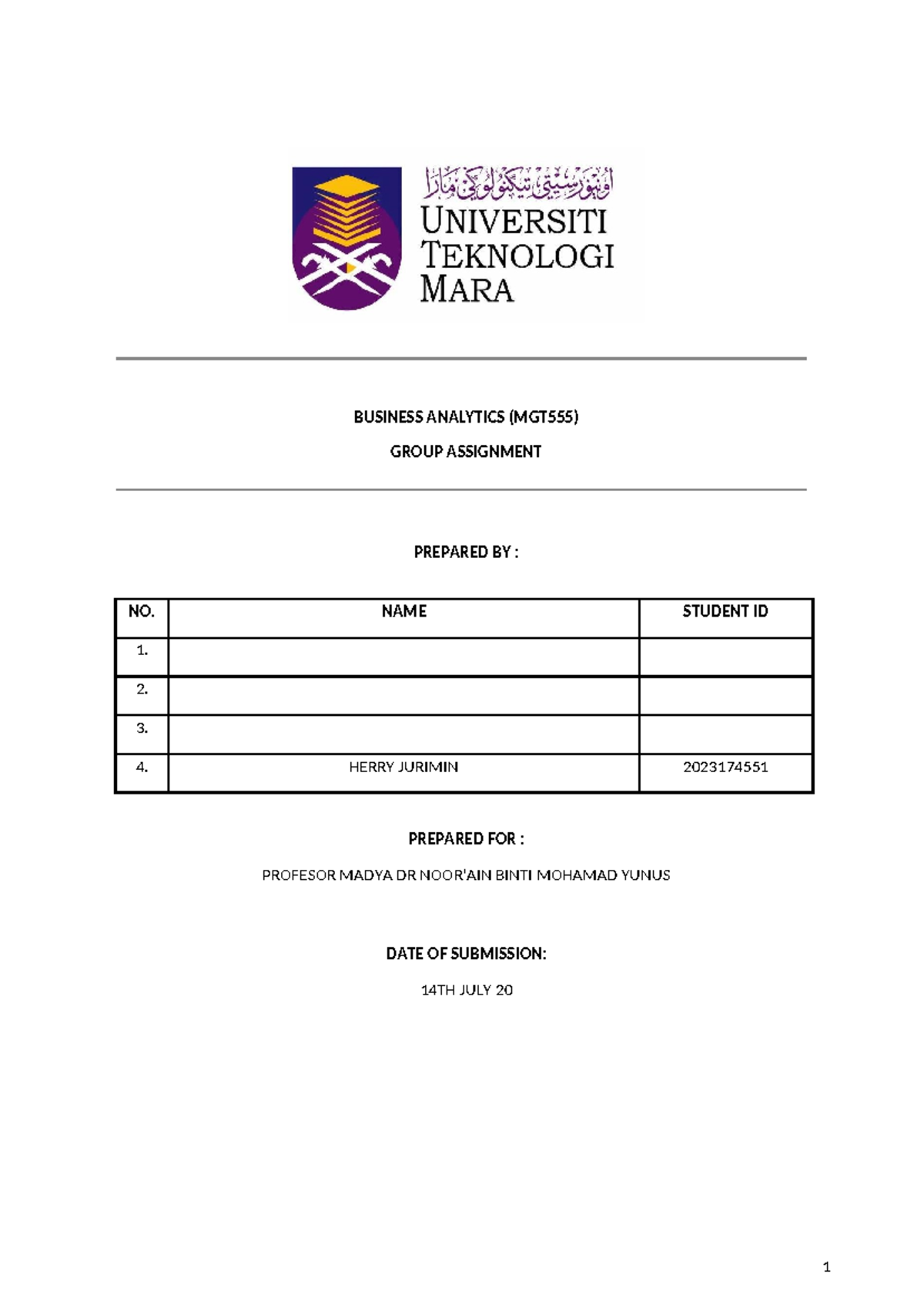MGT555 Business Analytics Group Assignment Insights and Analysis - Studocu