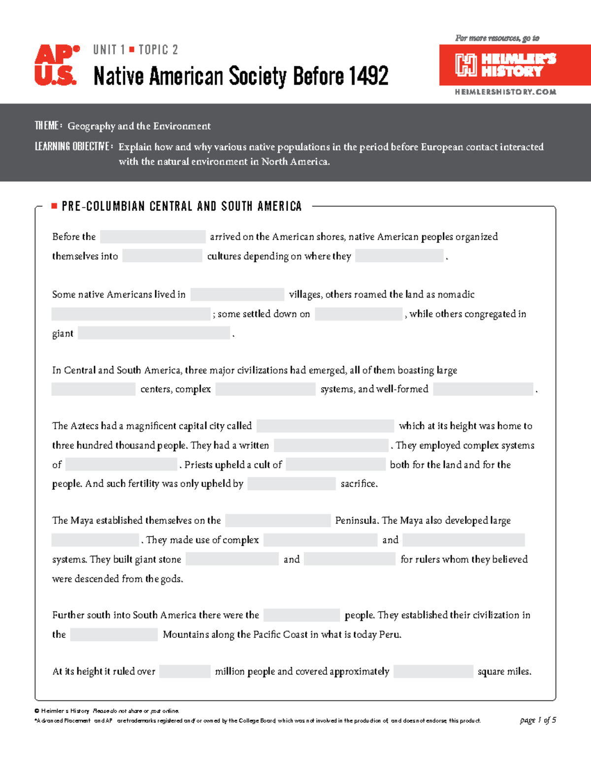 AP US History Unit 1 Topic 2: Native American Societies Pre-1492 - Studocu