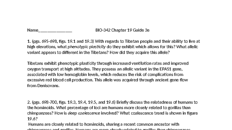 VGonzales CH19 Guide - Worksheet on Human Evolution and Hominins - Studocu